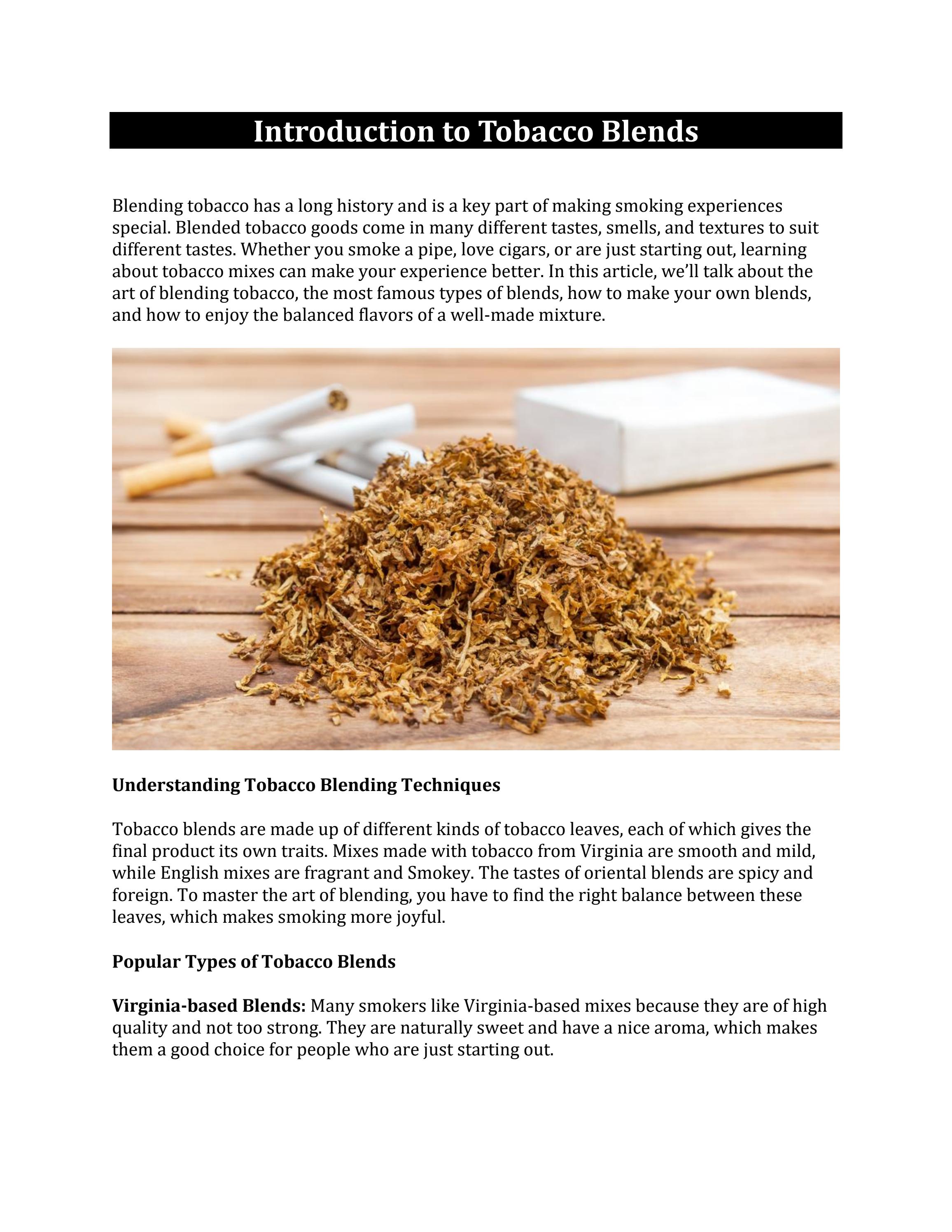 Introduction to Tobacco Blends by Pioneer Tobacco - Issuu