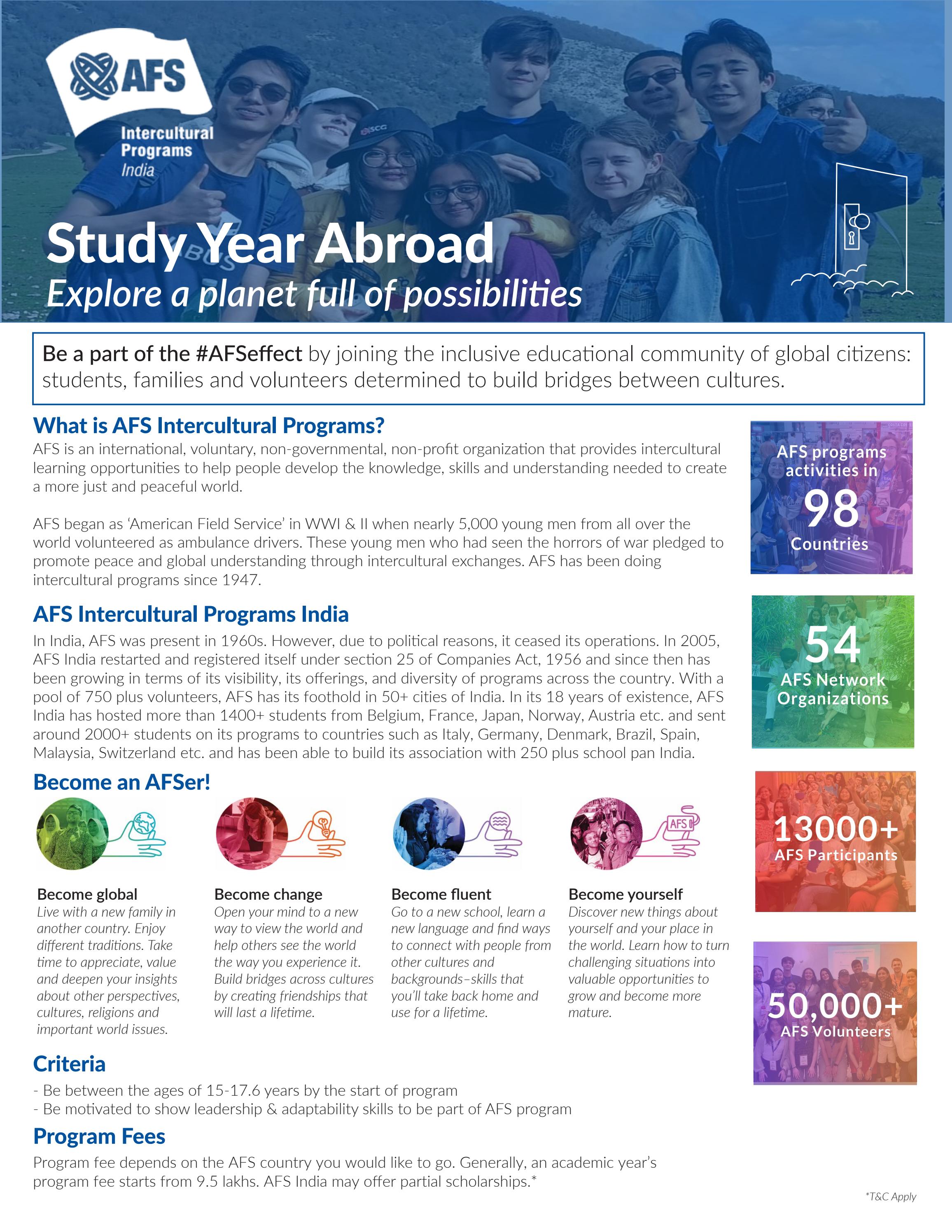 One Pager AFS Program 2023 by AFS Intercultural Programs India - Issuu