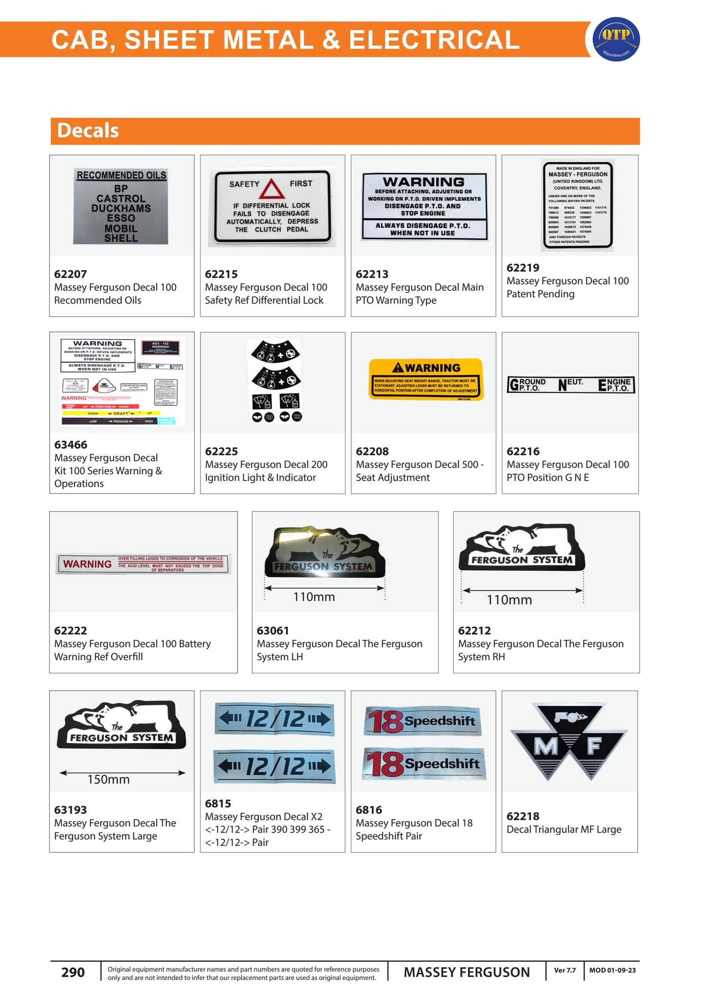 QTP Massey Ferguson Part Catalogue by Quality Tractor Parts - Issuu