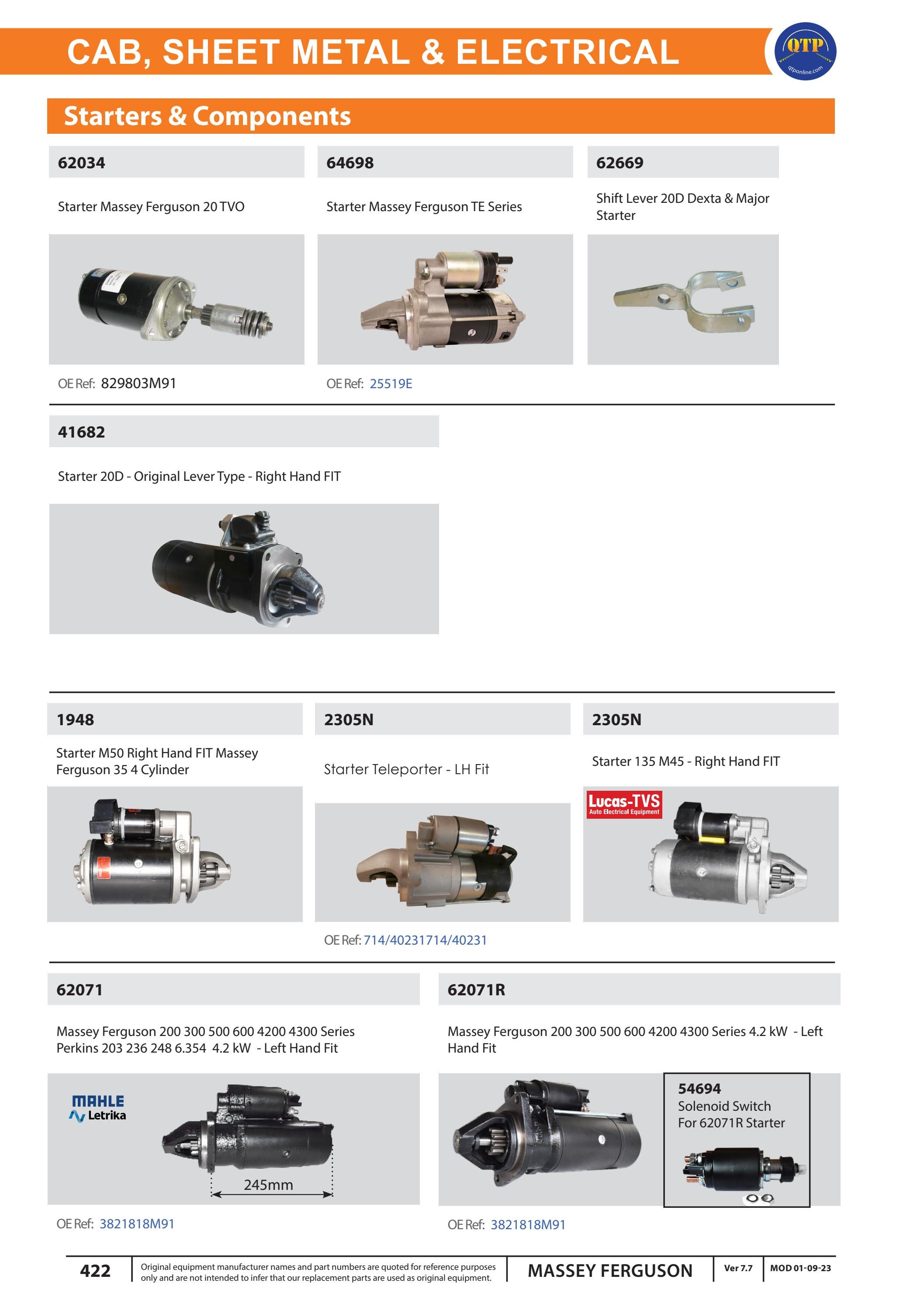 QTP Massey Ferguson Part Catalogue by Quality Tractor Parts - Issuu