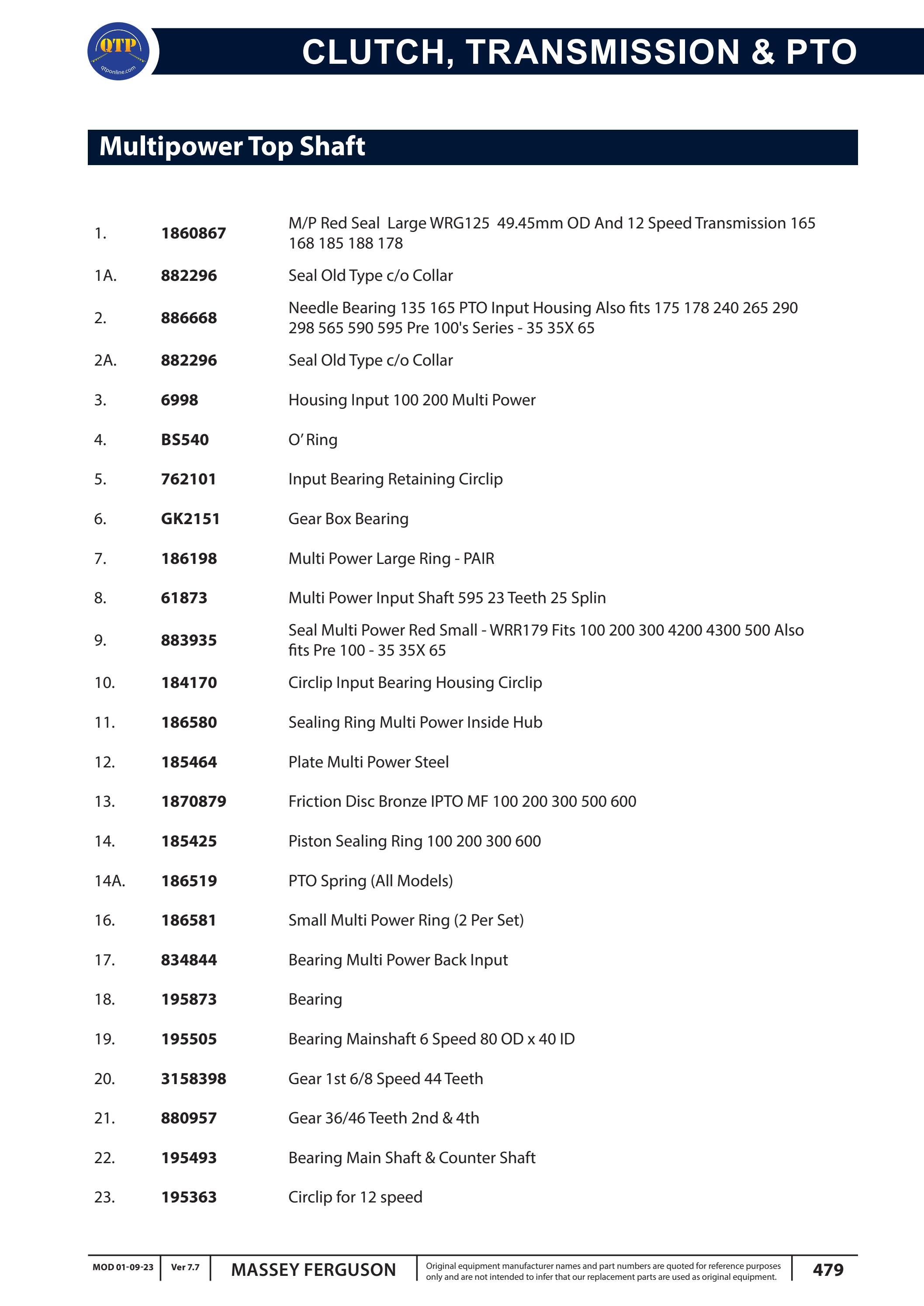 QTP Massey Ferguson Part Catalogue by Quality Tractor Parts - Issuu