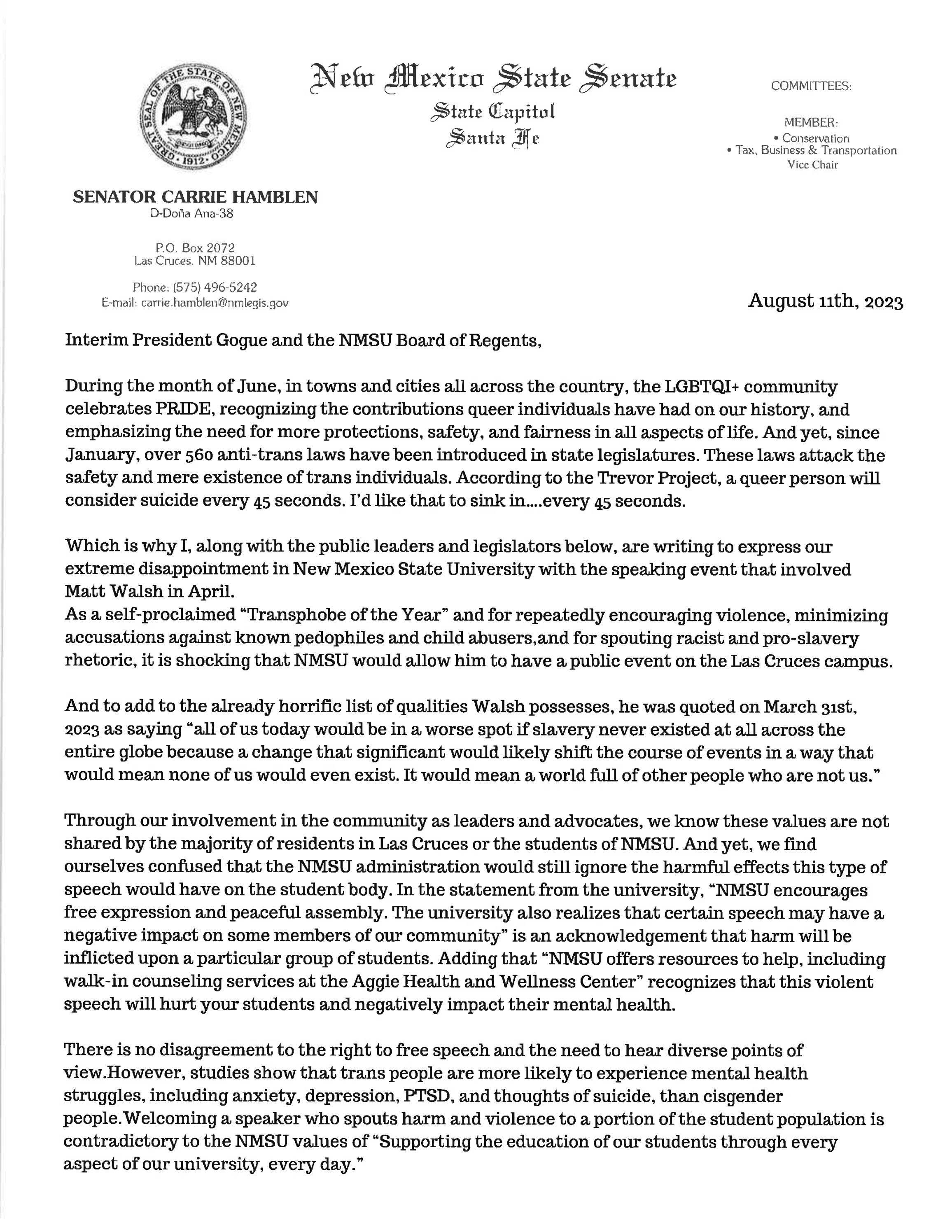 NMSU Letter from Senator by Young America's Foundation - Issuu