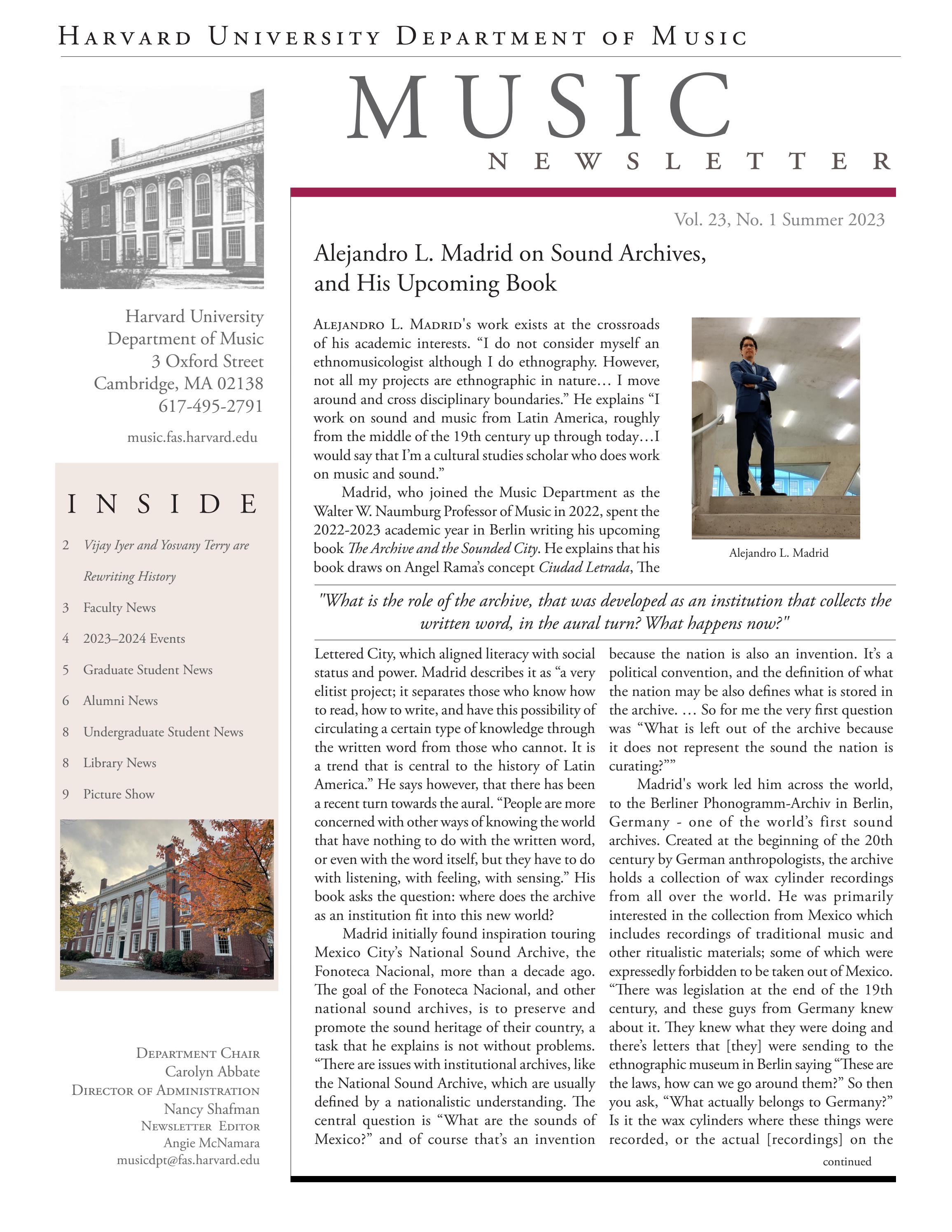 Harvard Music Newsletter: Summer 2023 by harvardmusic - Issuu