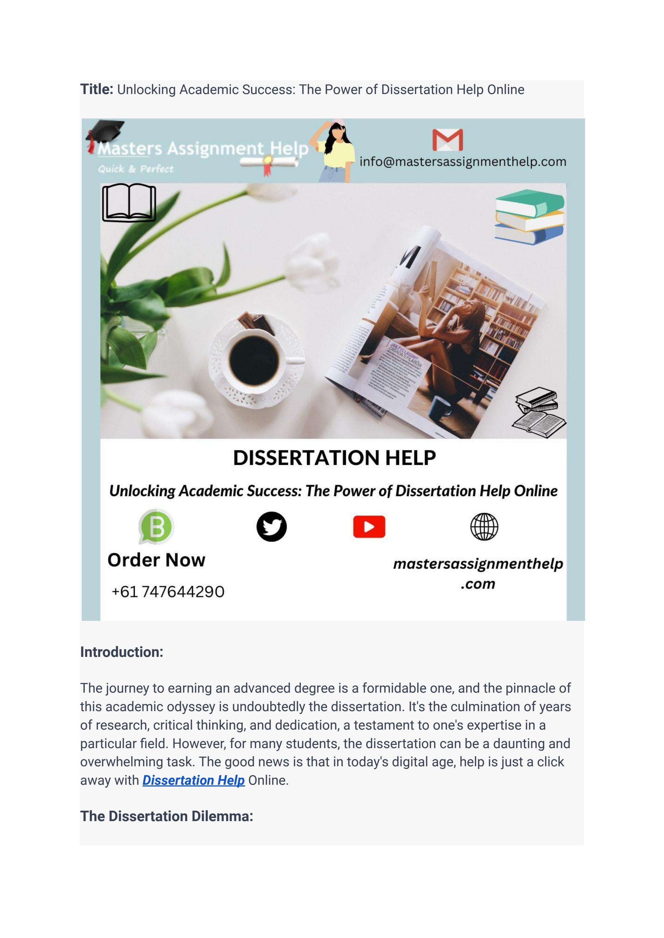 Unlocking Academic Success: The Power of Dissertation Help Online by ...