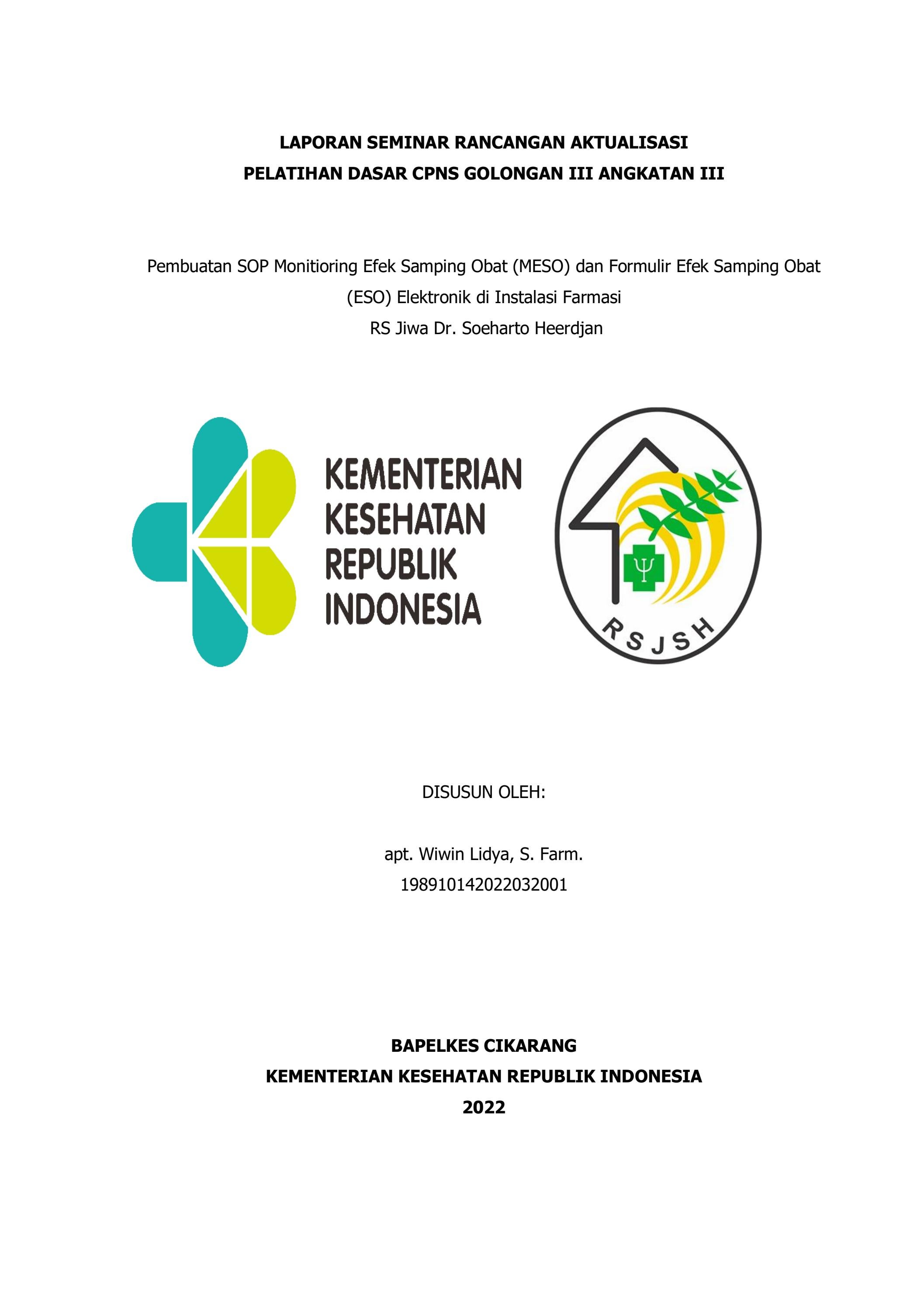 Pembuatan SOP Monitioring Efek Samping Obat (MESO) & Formulir Efek ...