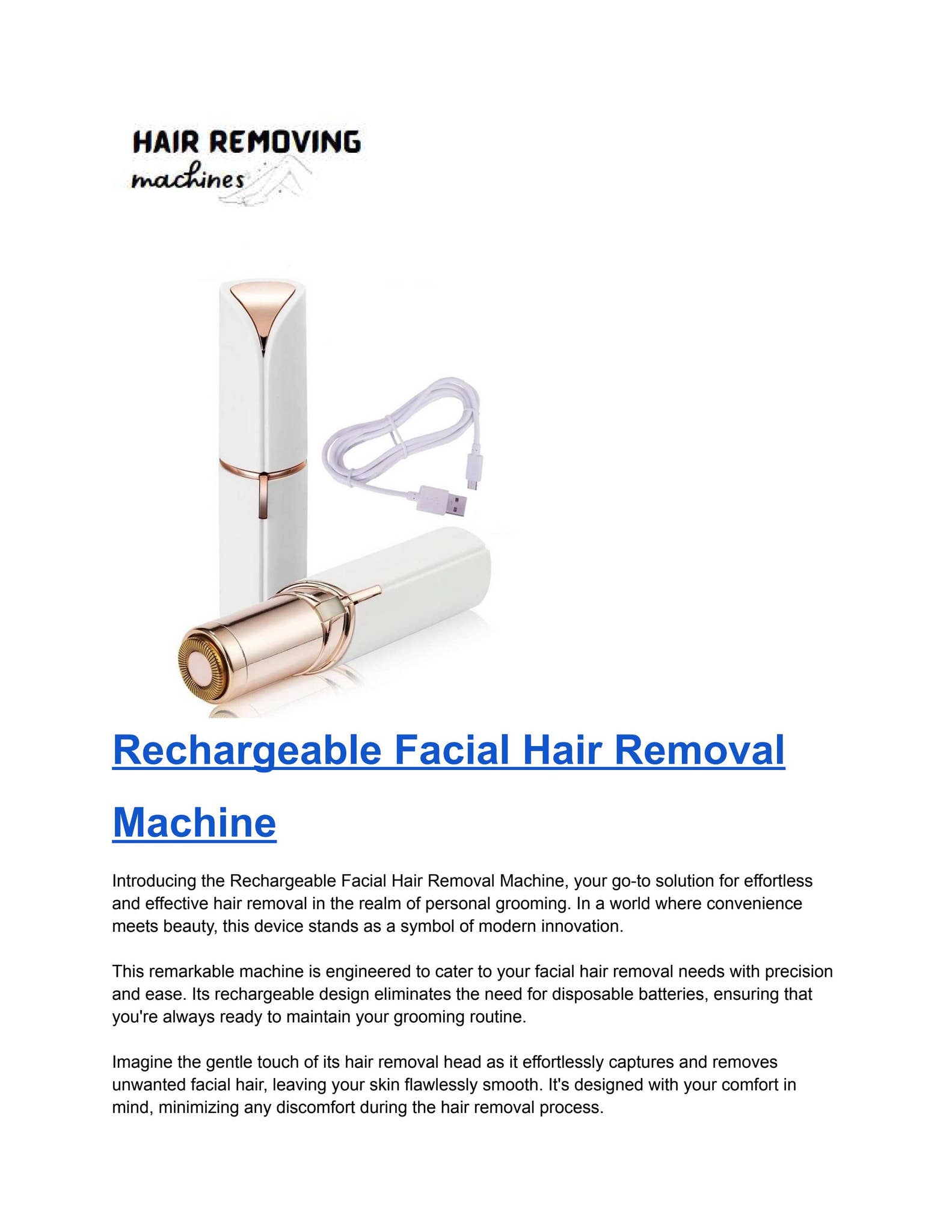 Rechargeable Facial Hair Removal Machine by Hairemovingmachine.com - Issuu