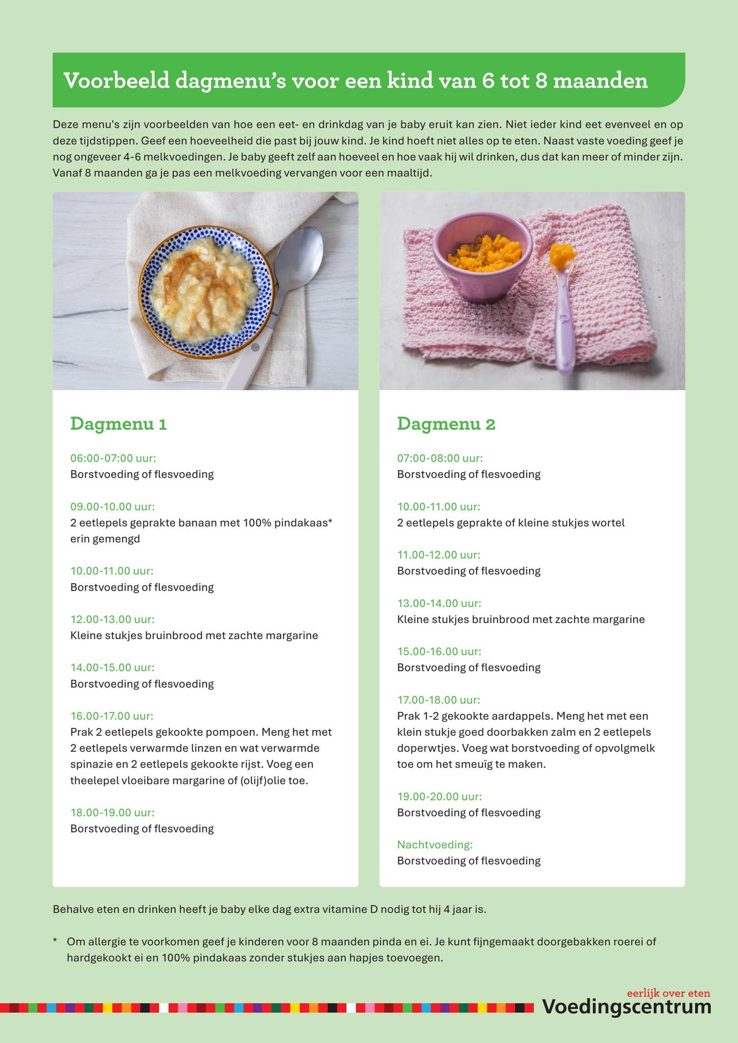 Voorbeeld dagmenu kind 6 tot 8 maanden by Voedingscentrum - Issuu
