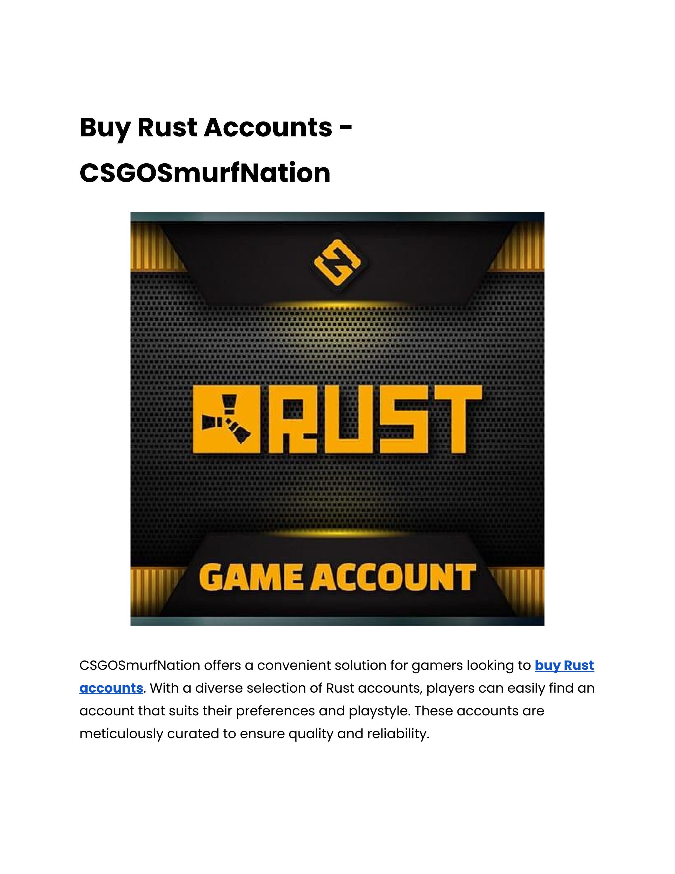 Buy Rust Accounts - CSGOSmurfNation by csgosmrfntncom - Issuu