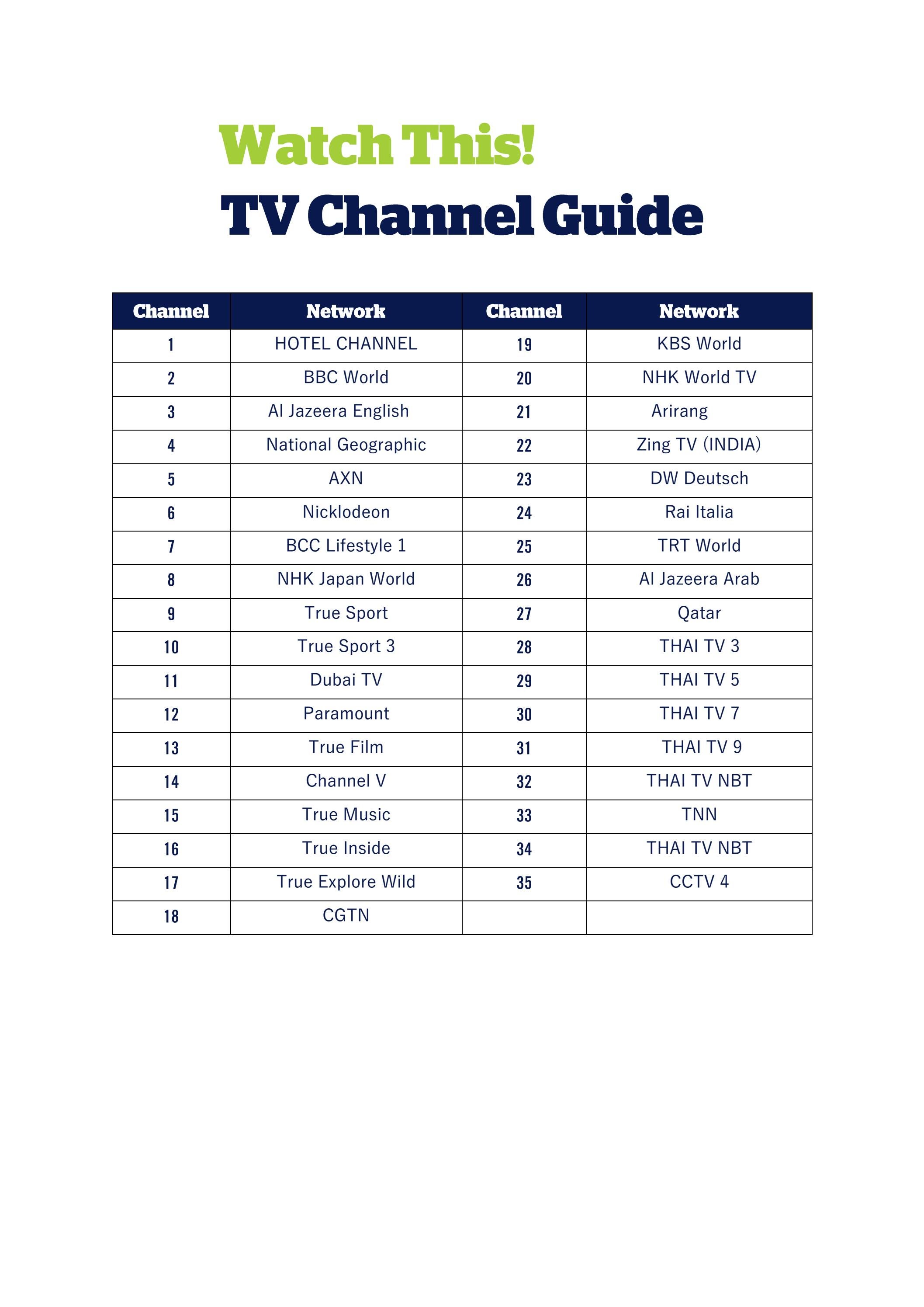 TV Channel List by DoubleTreeBangkokPloenchit - Issuu