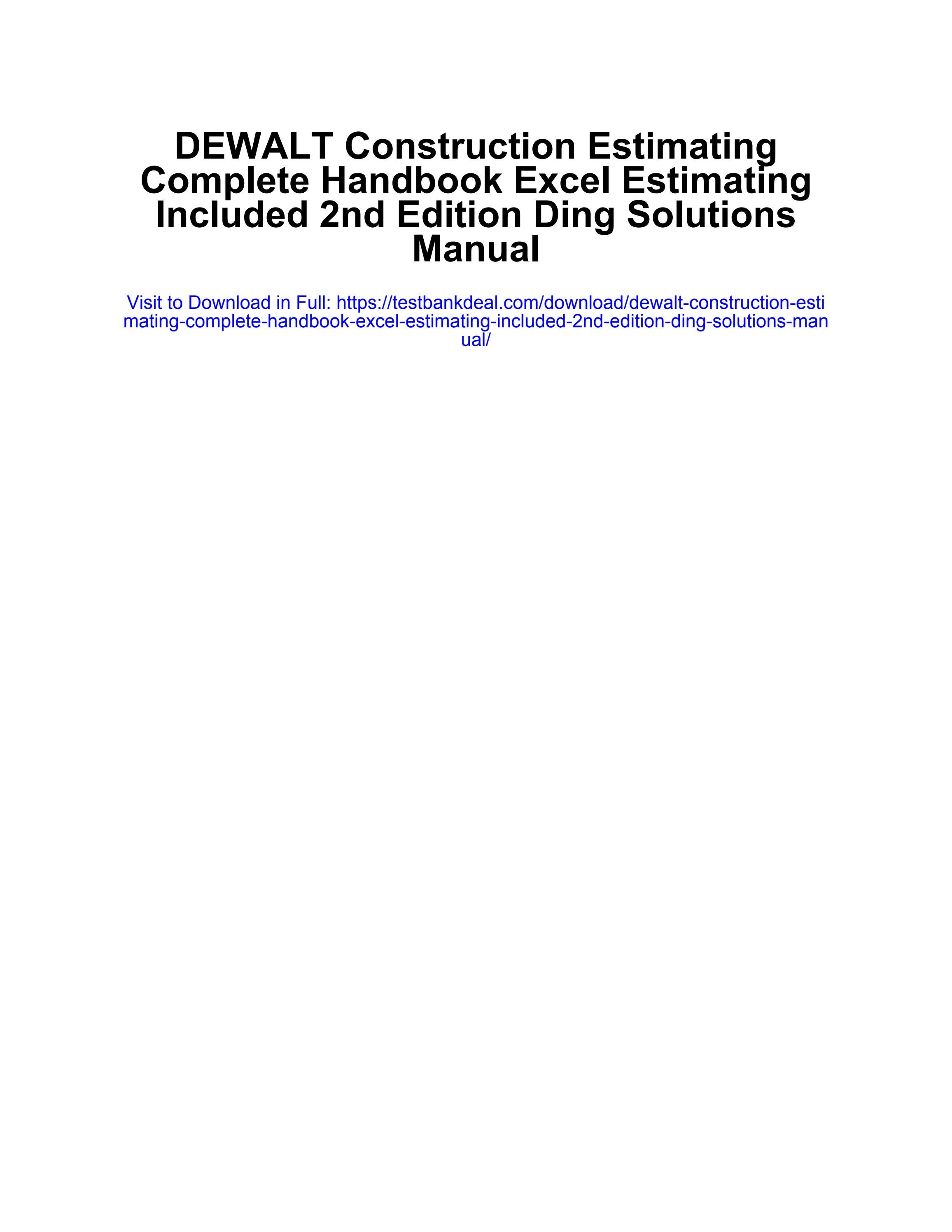 Dewalt construction estimating complete handbook excel estimating ...