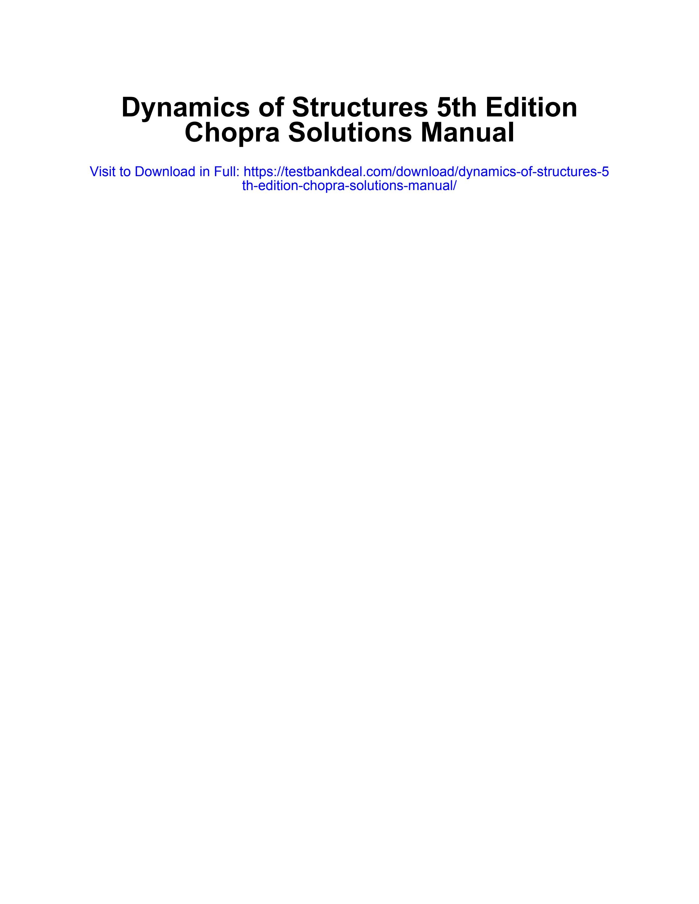 Dynamics Of Structures 5th Edition Chopra Solutions Manual By Irene Grogan537 Issuu