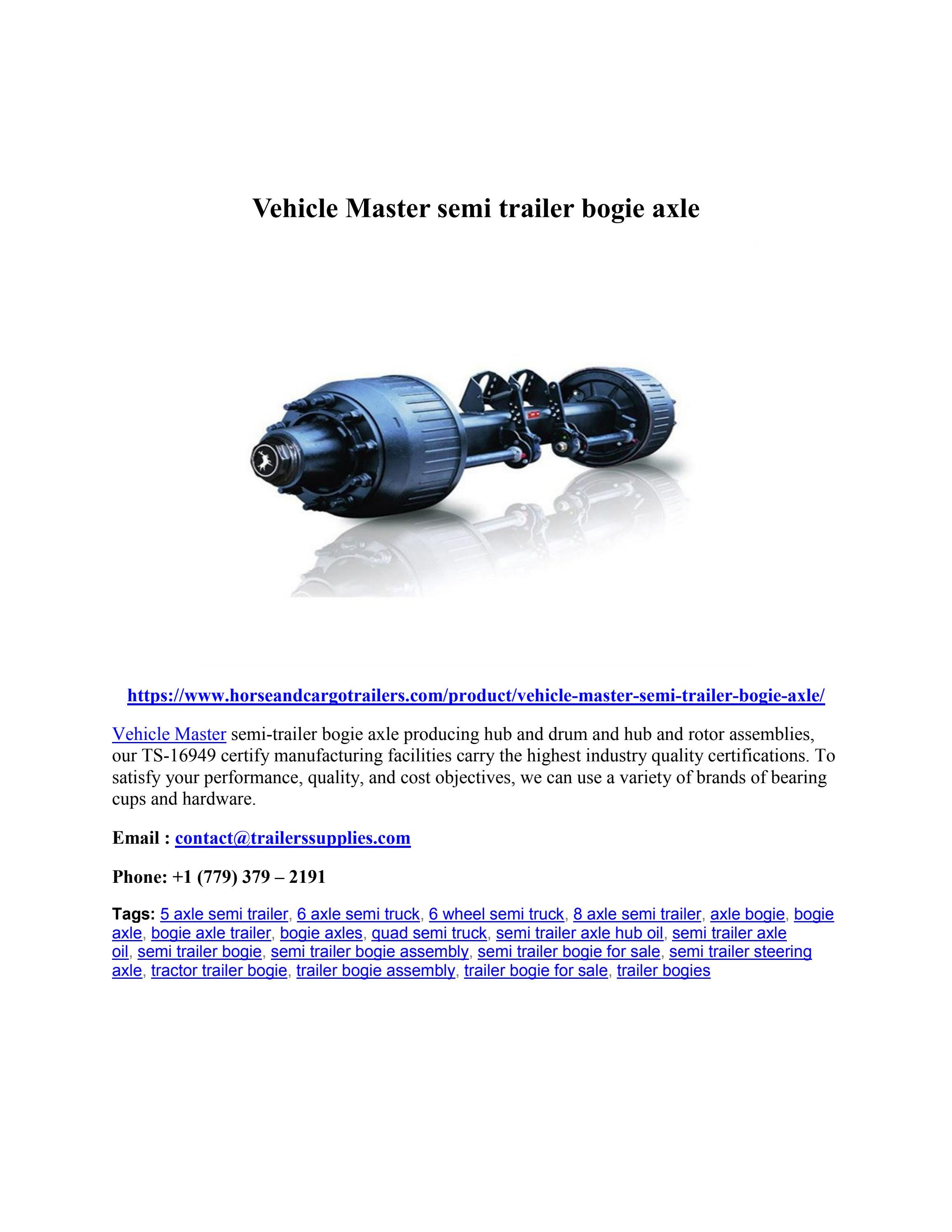 Vehicle Master semi trailer bogie axle by Jones Gorge - Issuu