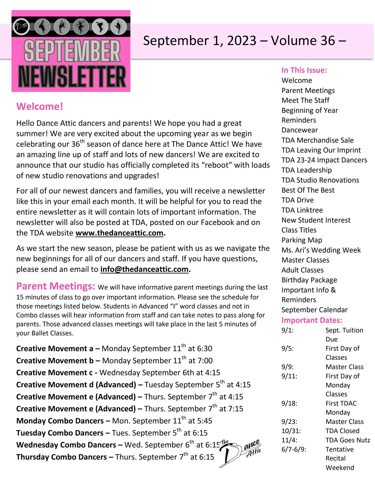 TDA 23-24: September Newsletter by danceteacher5678 - Issuu