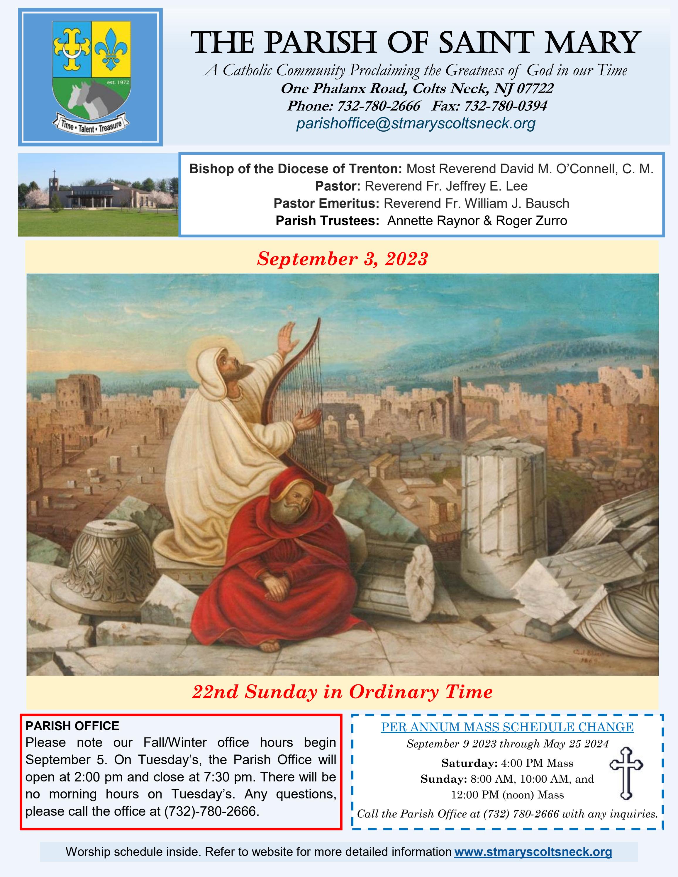 September 3, 2023 - 22nd Sunday in Ordinary Time by The Parish of Saint Mary - Issuu