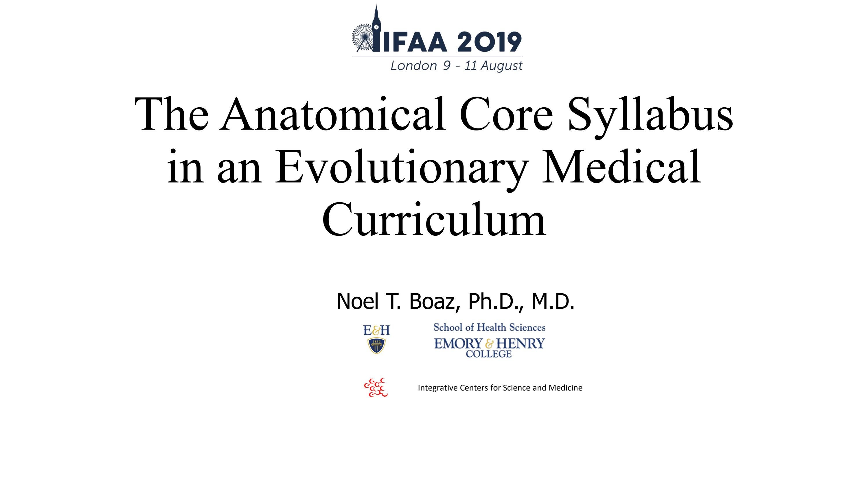 Anatomical Core Syllabus in an Evolutionary Medical Curriculum by ...