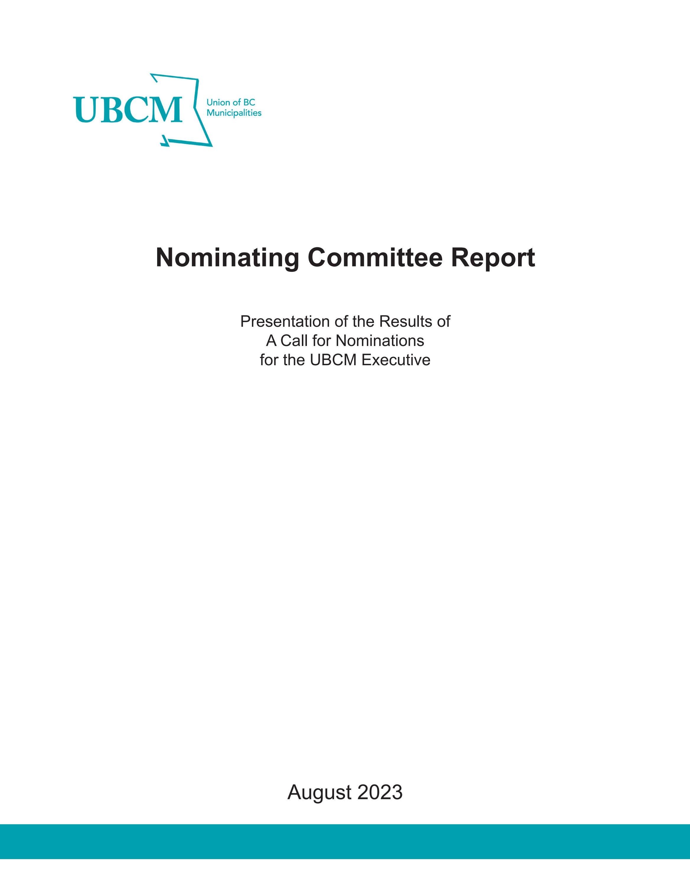 2023 Nominating Committee Report by ubcm - Issuu