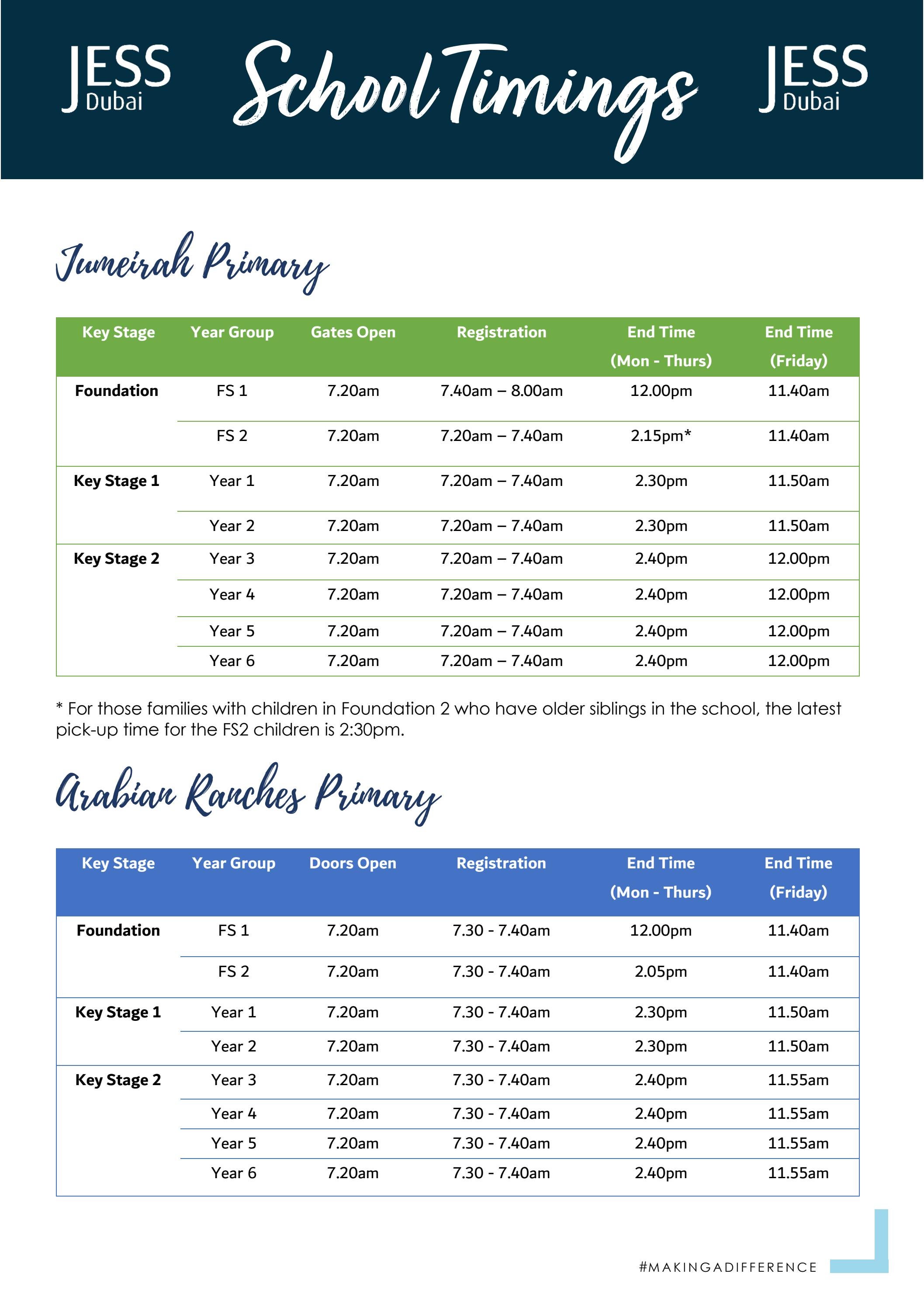 School Timings by JESS Dubai - Issuu