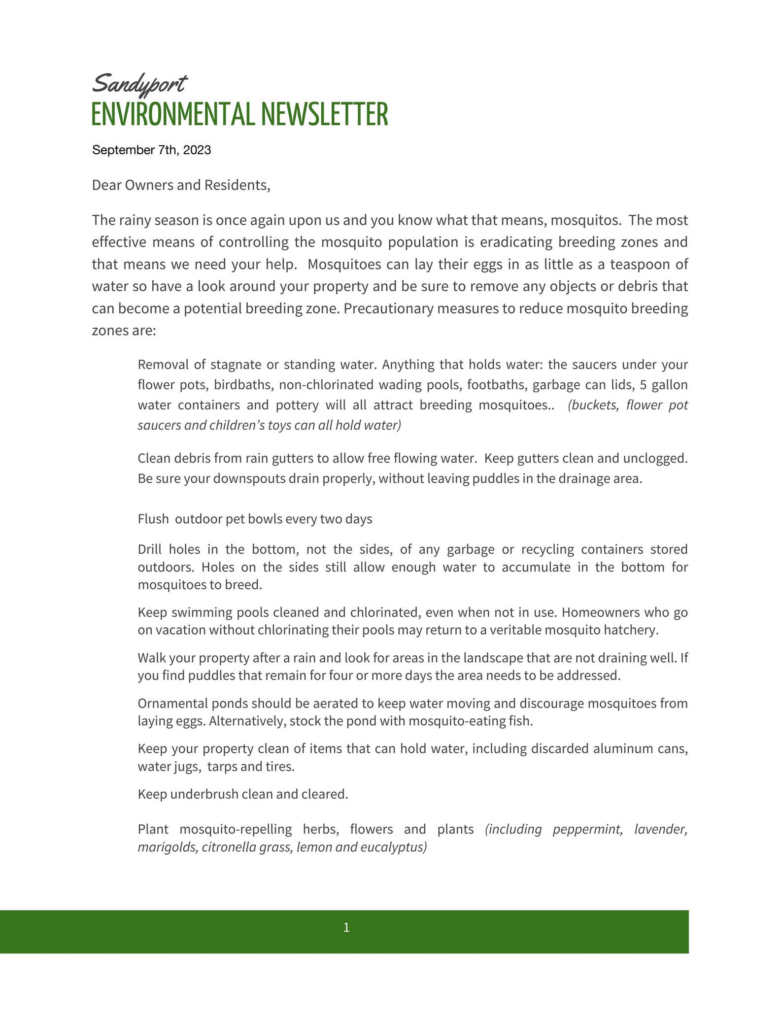 Sandyport Environmental Newsletter by Sandyport Management - Issuu