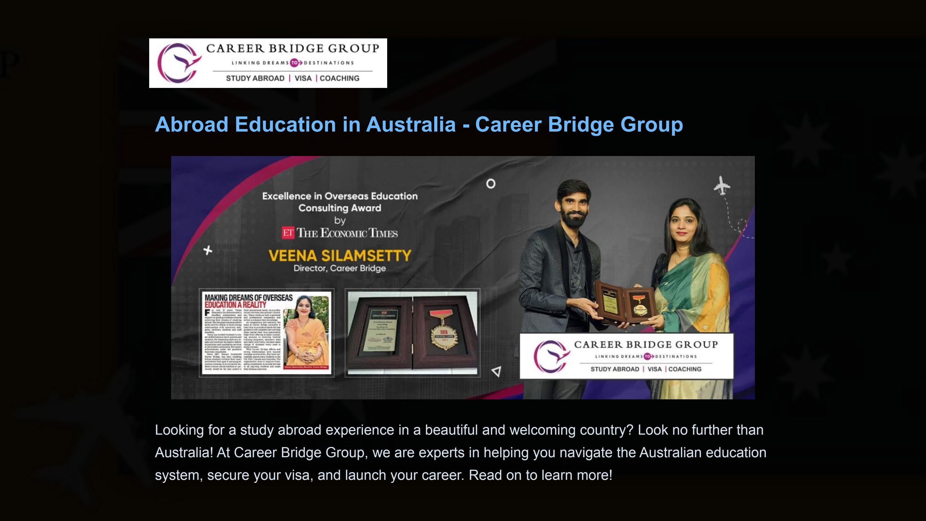 Overseas Studies in Australia - Career Bridge Group, Hyderabad, India by Career Bridge Group - Issuu