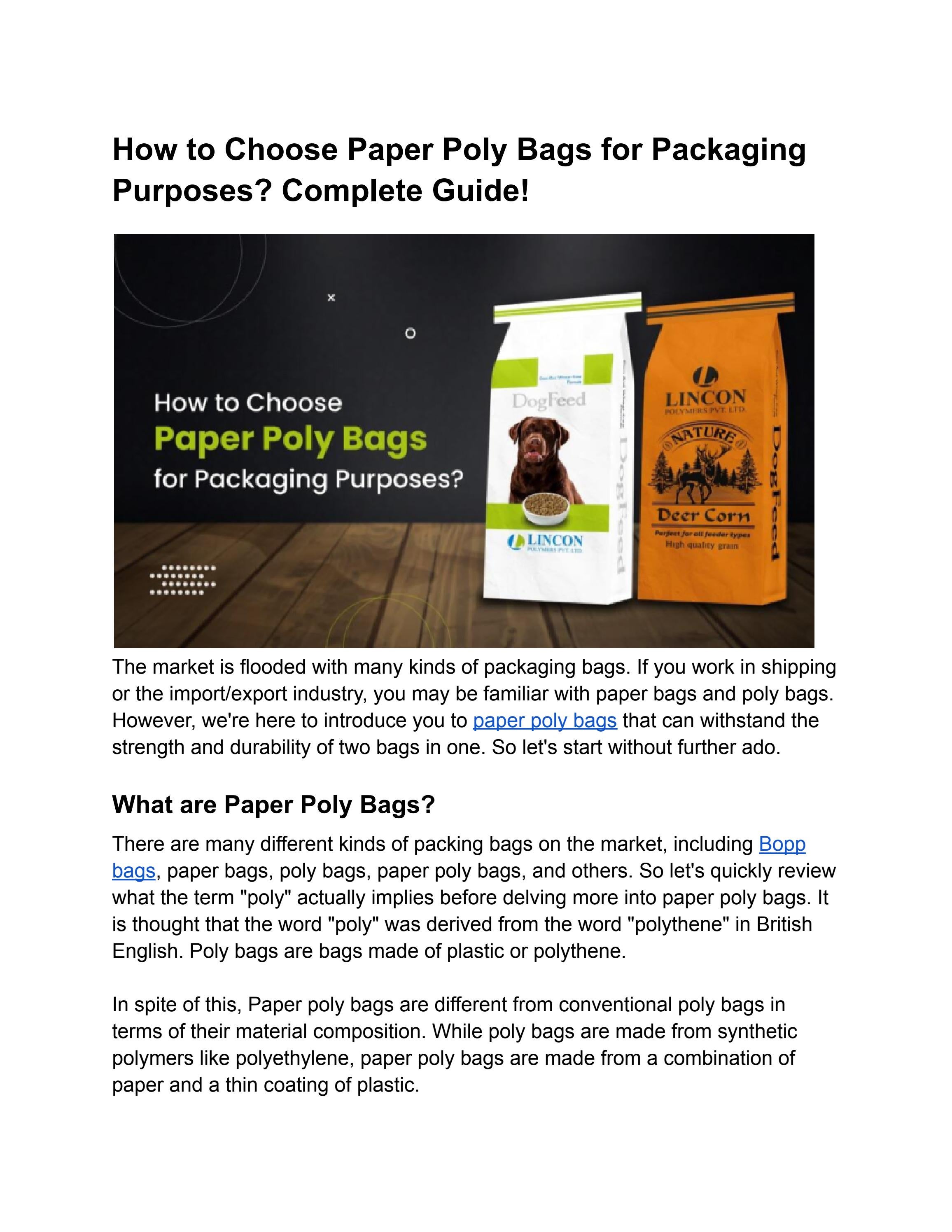 How to Choose Paper Poly Bags for Packaging Purposes? Complete Guide ...