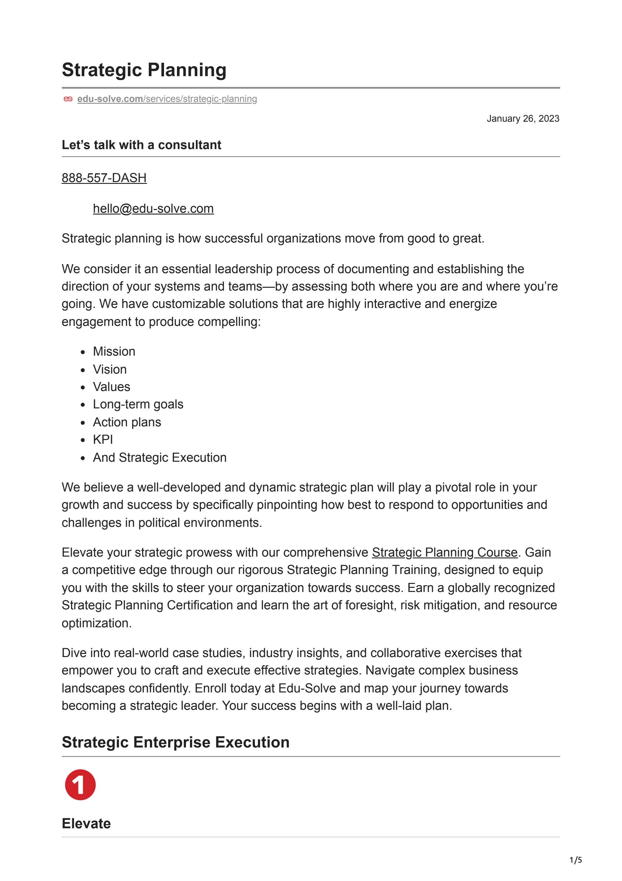 Strategic Planning Course by Edu Solve - Issuu