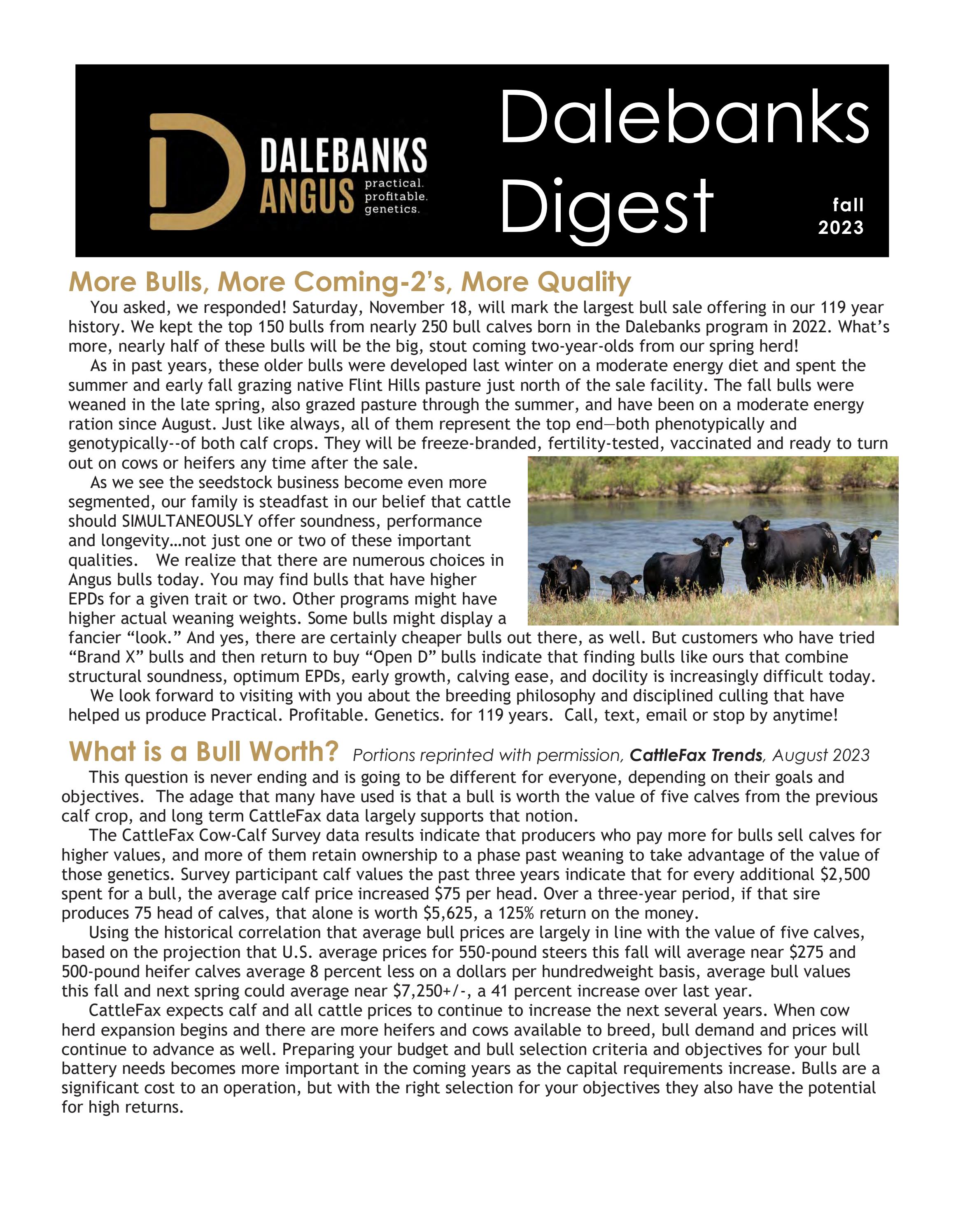 Dalebanks Angus - 2023 Fall Bull Sale Catalog by LivestockDirect - Issuu