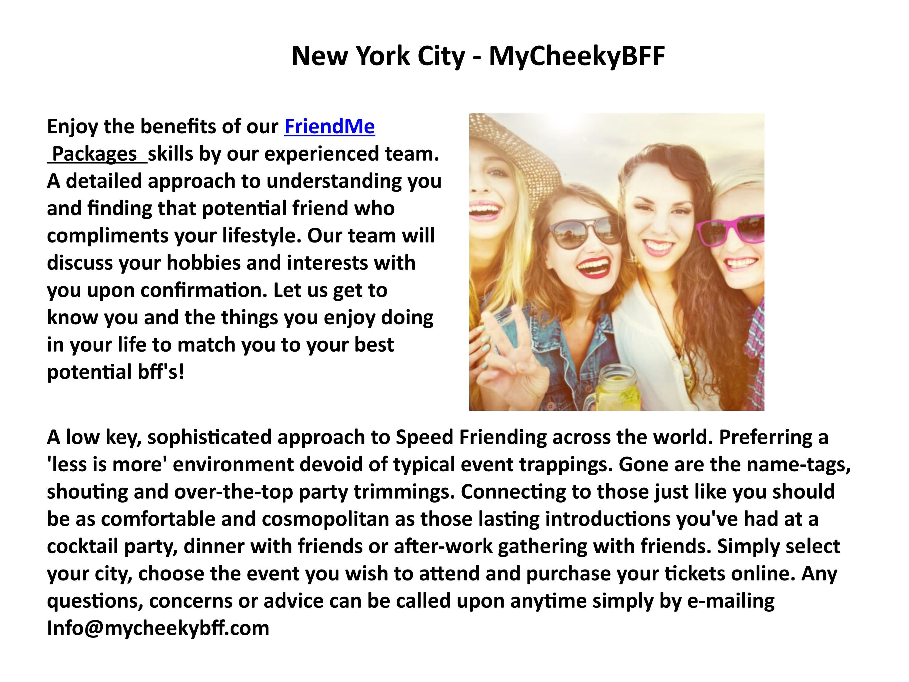 Friend Events in New York City - MyCheekyBFF by mycheekybff - Issuu