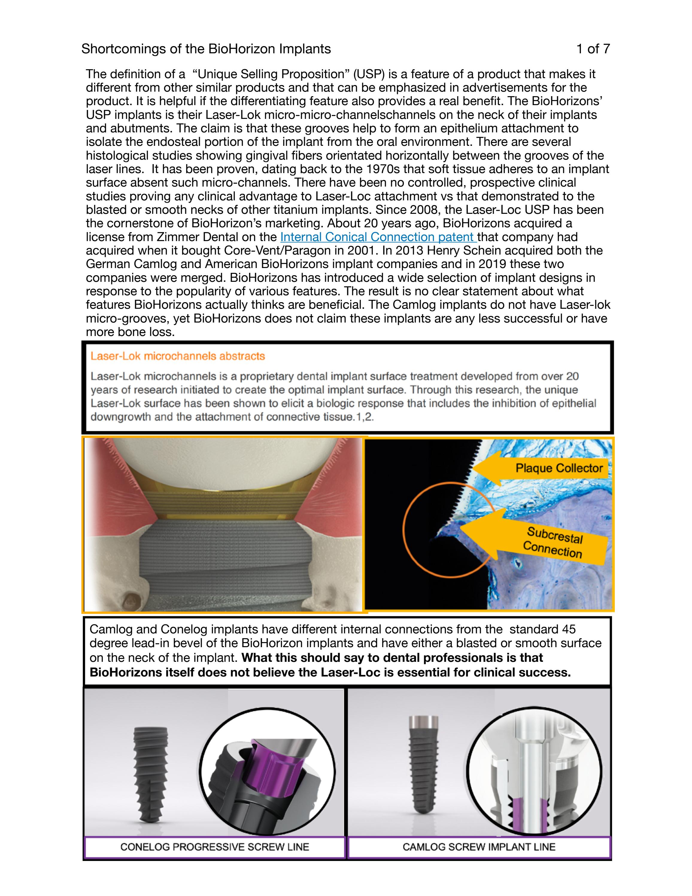 Shortcomings of the BioHorizon Implants by Dr.Niznick - Issuu