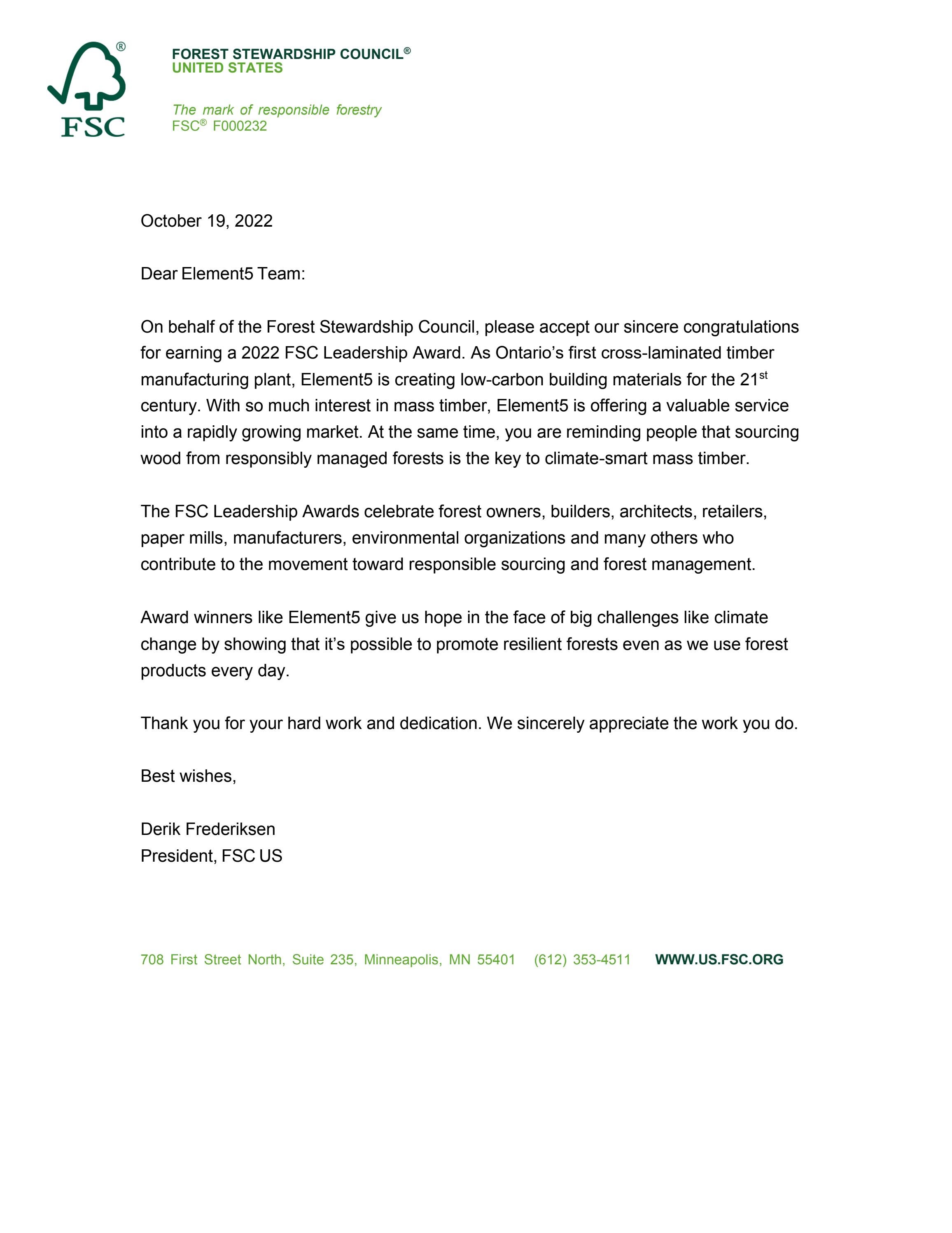 FSC-Letter by Element5 - Issuu