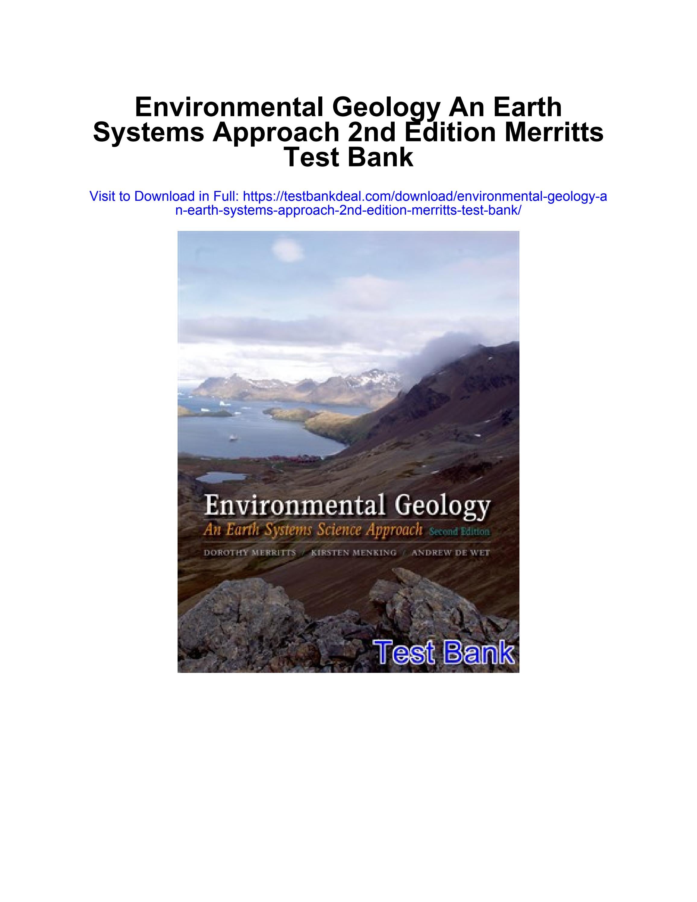 Environmental geology an earth systems approach 2nd edition merritts ...