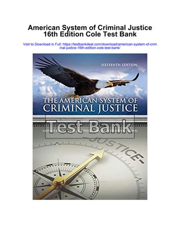 American system of criminal justice 16th edition cole test bank by ...