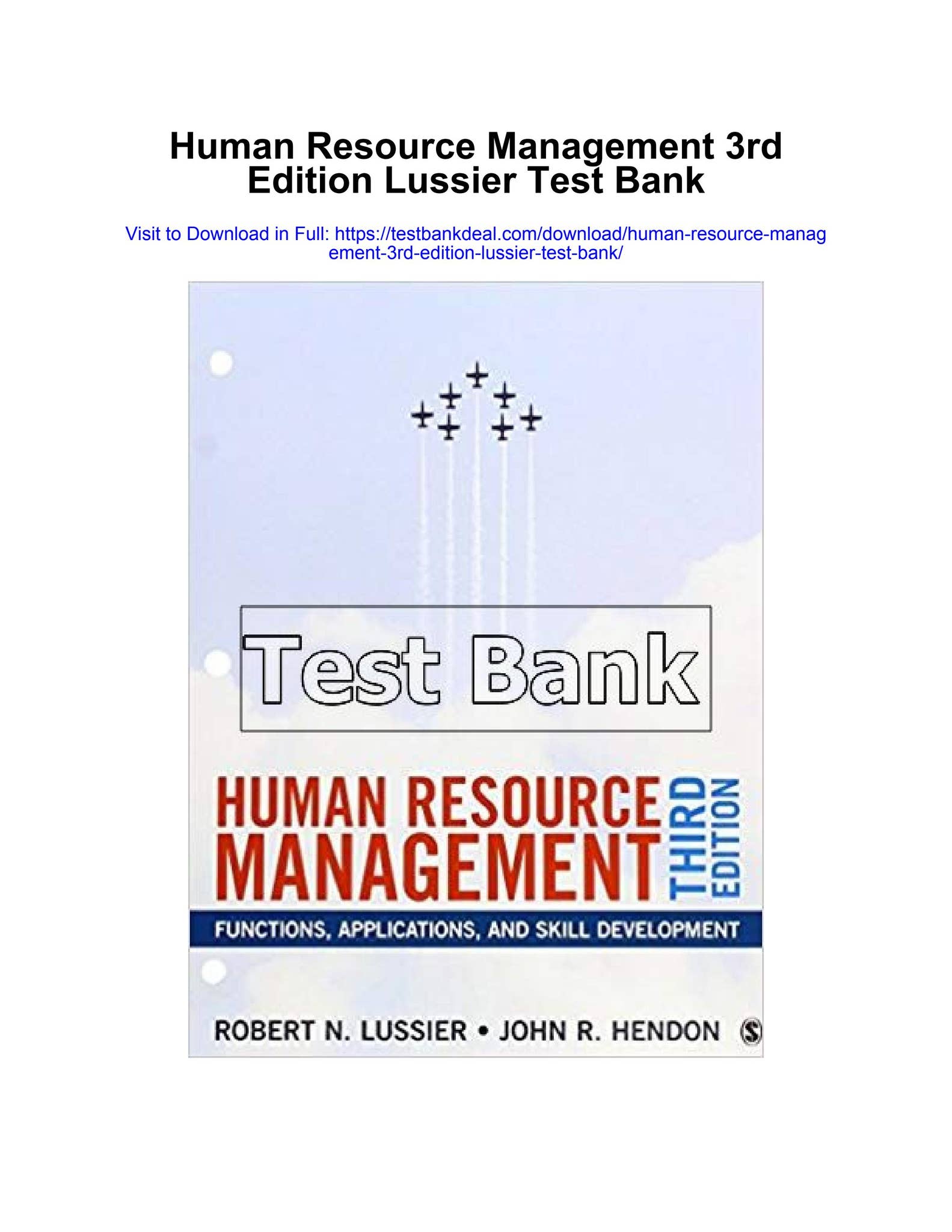 Human resource management 3rd edition lussier test bank by carmelita ...