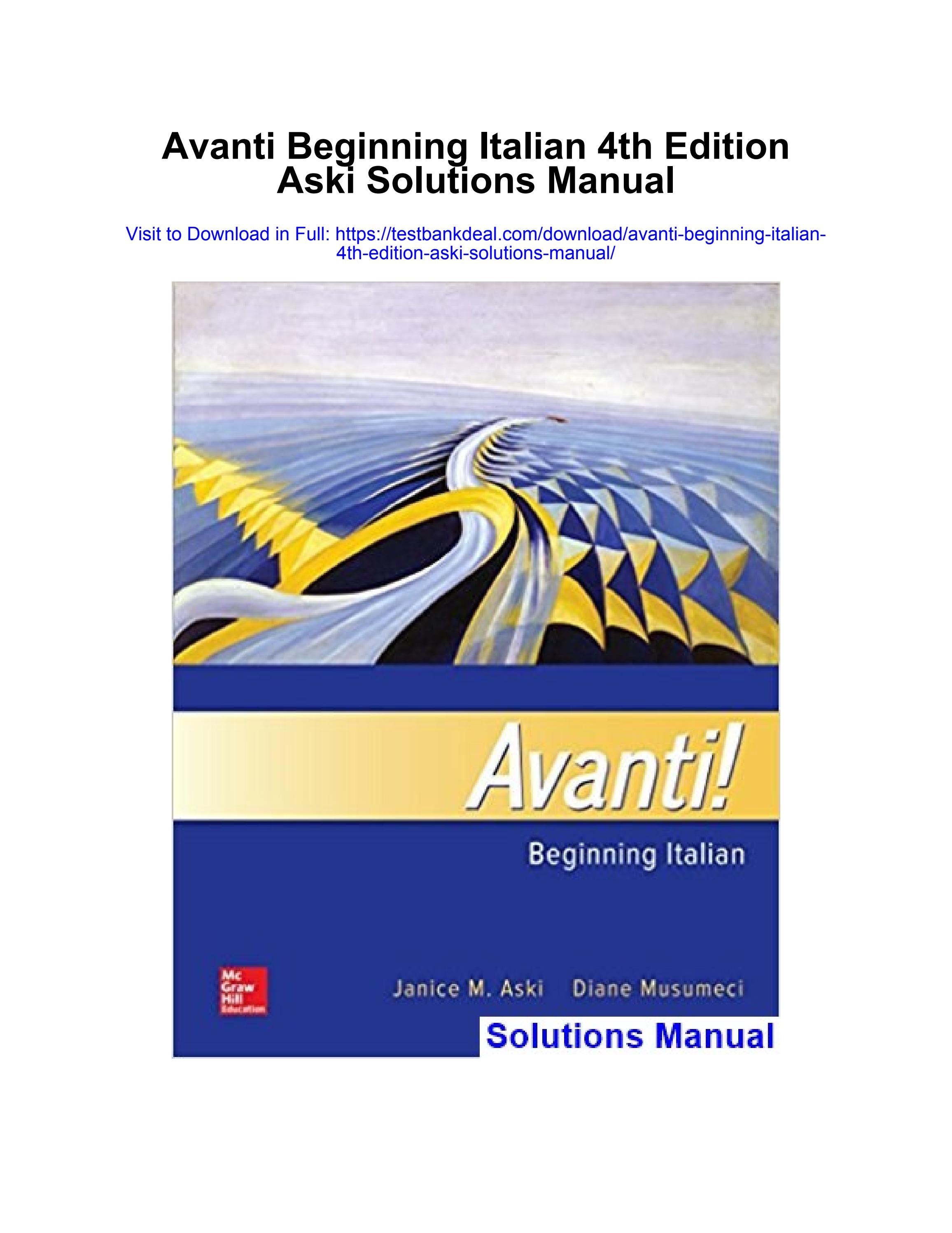 Avanti beginning italian 4th edition aski solutions manual by marlon ...