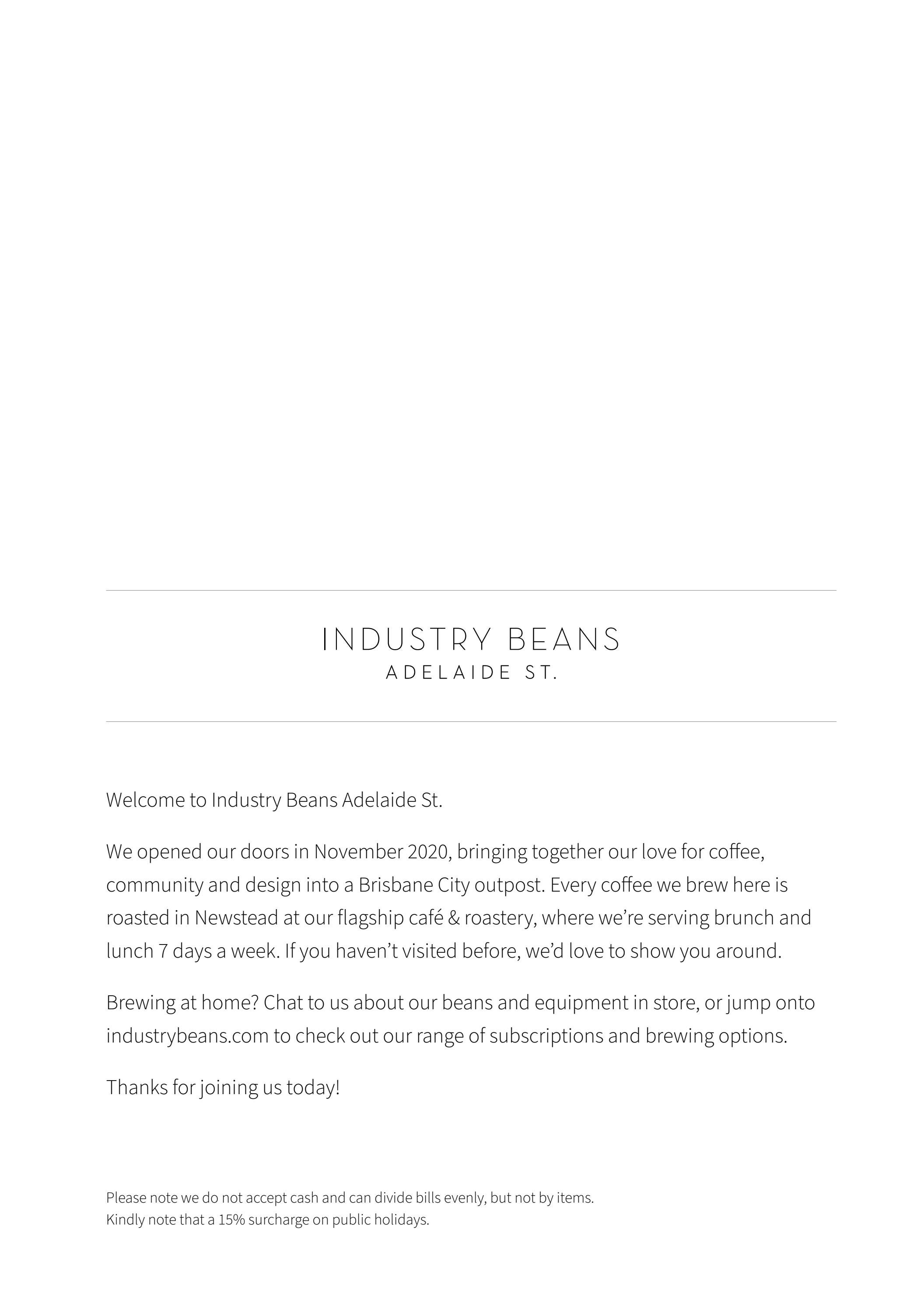 Industry Beans Adelaide St. Brisbane Spring Menu 0923 by industrybeans ...