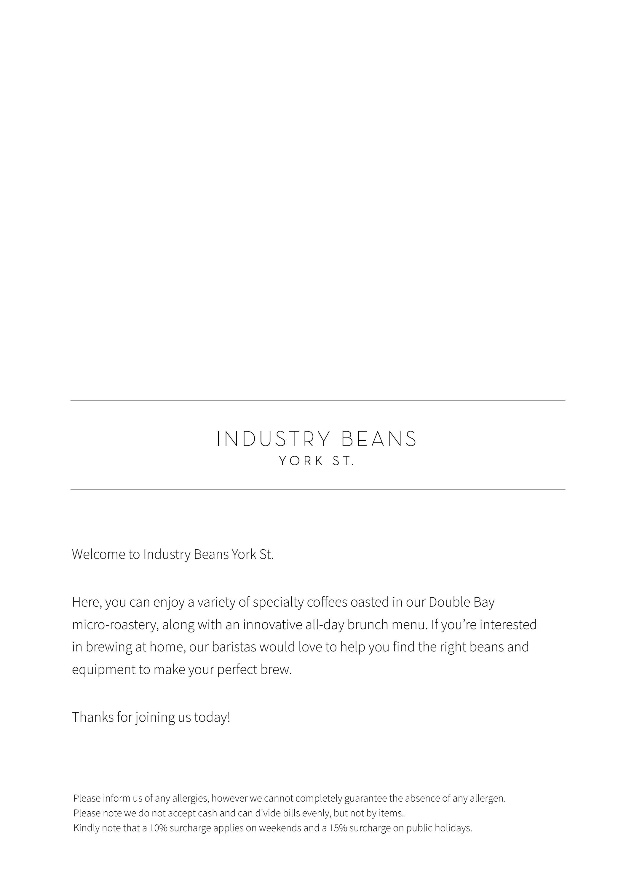 Industry Beans York St. Sydney Menu Spring 0923 by industrybeans - Issuu
