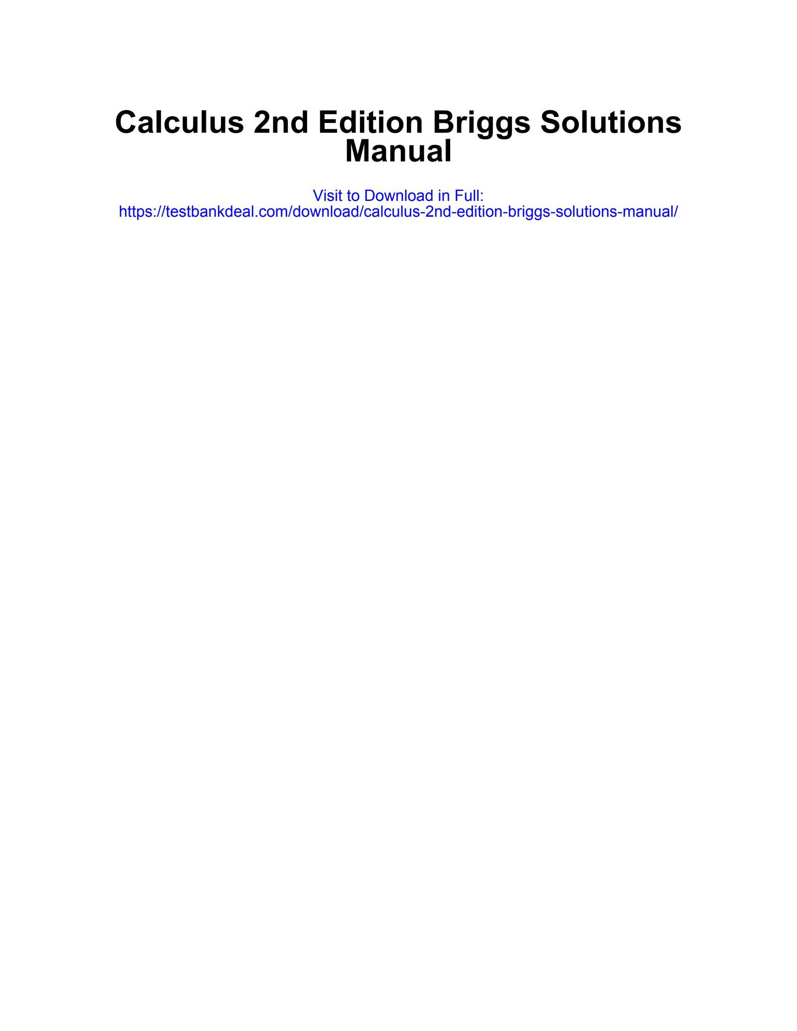 Calculus 2nd edition briggs solutions manual by geraldine ...