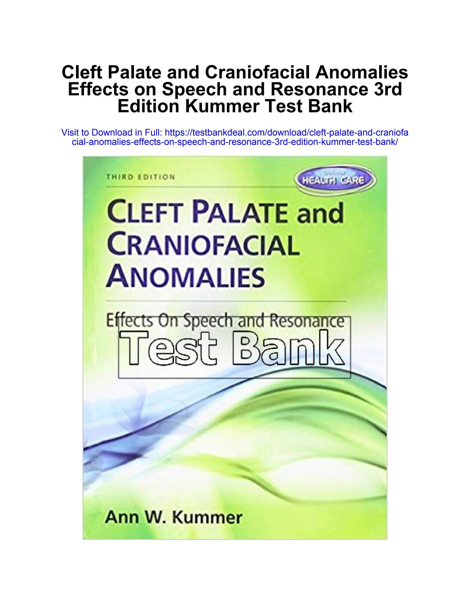 Cleft palate and craniofacial anomalies effects on speech and resonance ...