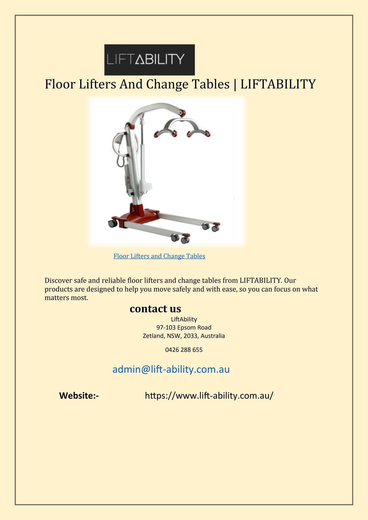Floor Lifters And Change Tables | LIFTABILITY by LiftAbility - Issuu