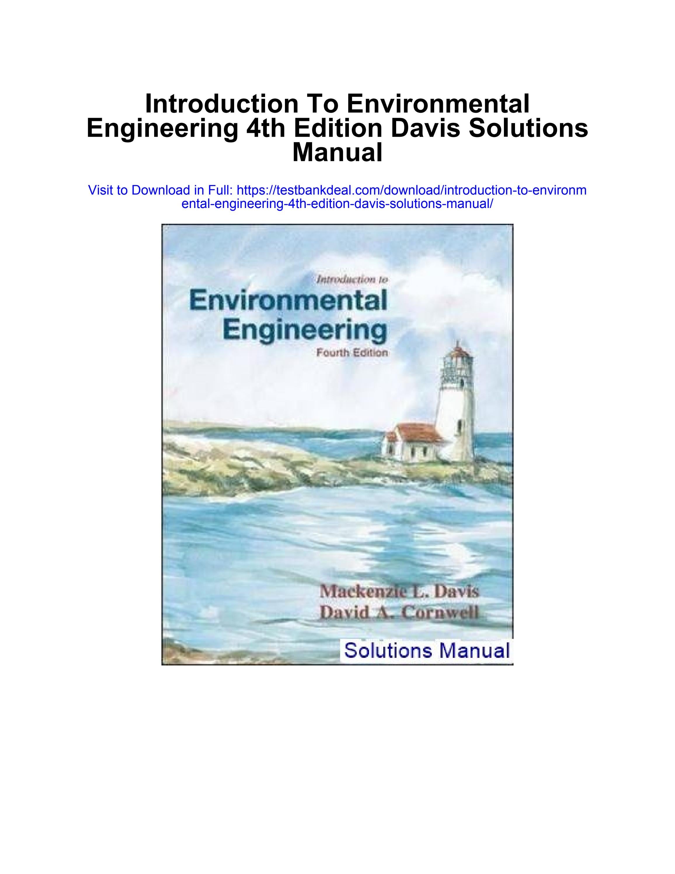 Introduction to environmental engineering 4th edition davis solutions ...