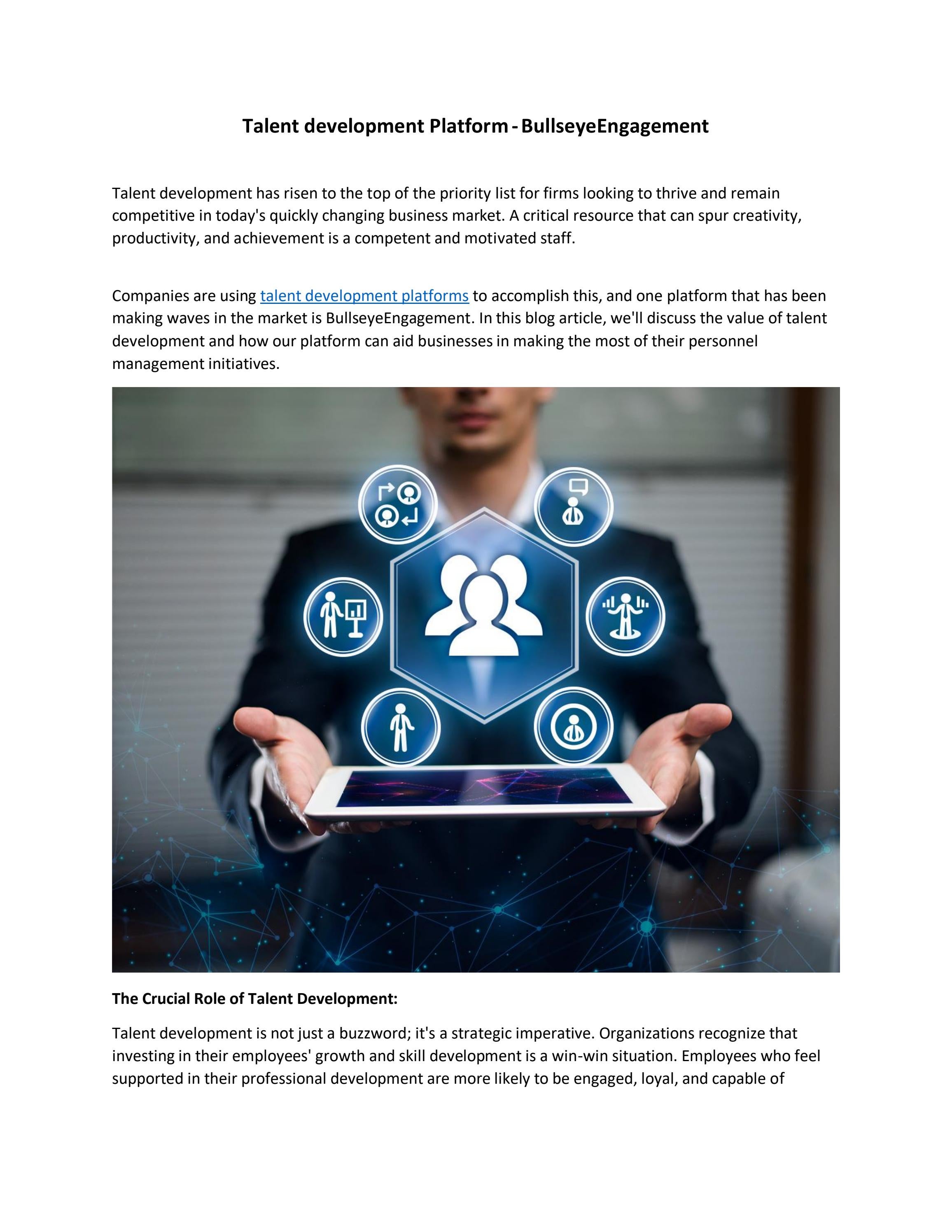 Talent development Platform - BullseyeEngagement by Justinpeter - Issuu