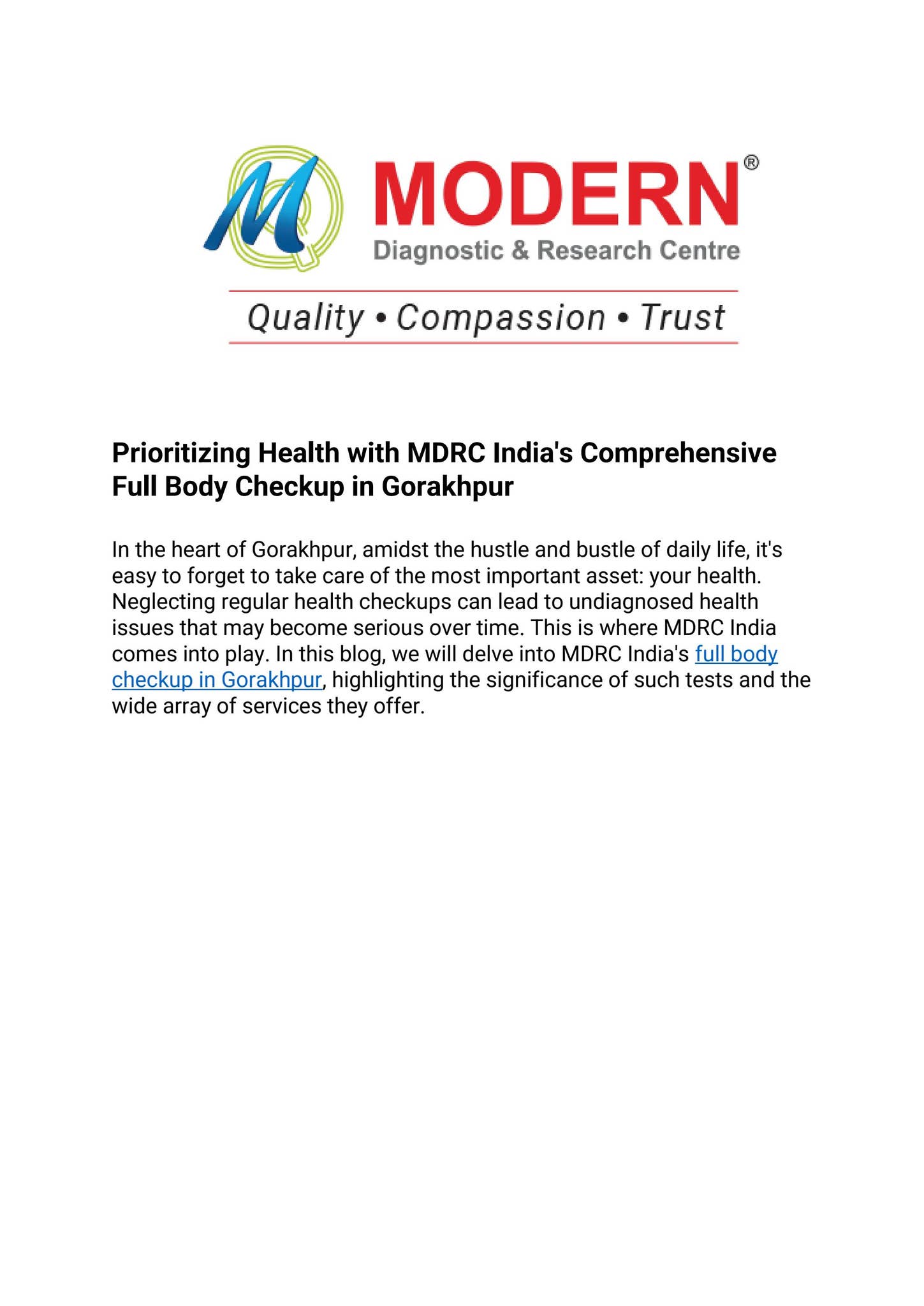Prioritizing Health with MDRC India's Comprehensive Full Body Checkup ...
