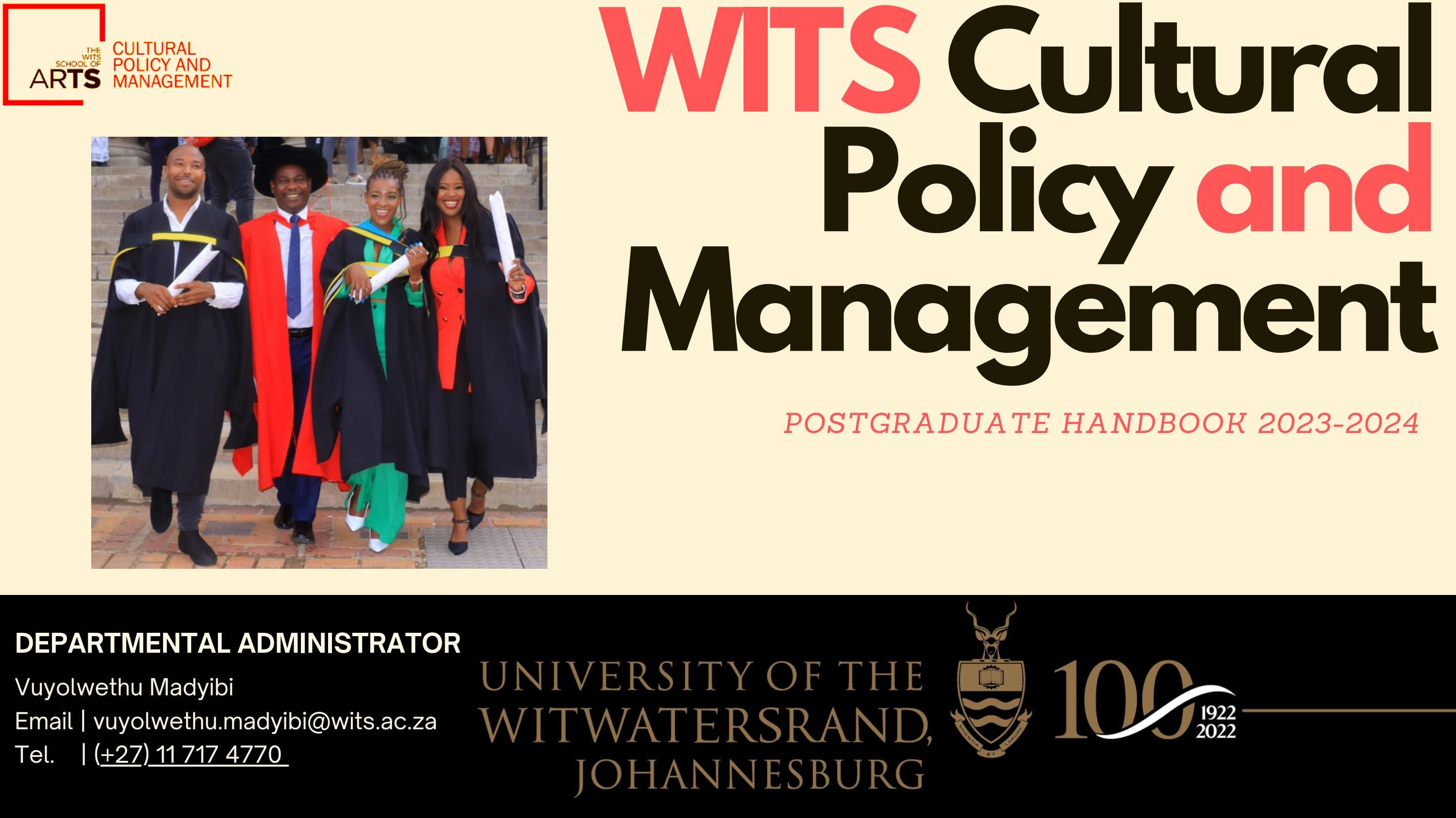 Wits Cultural Policy and Management Postgraduate Handbook 2023-2024 by ...