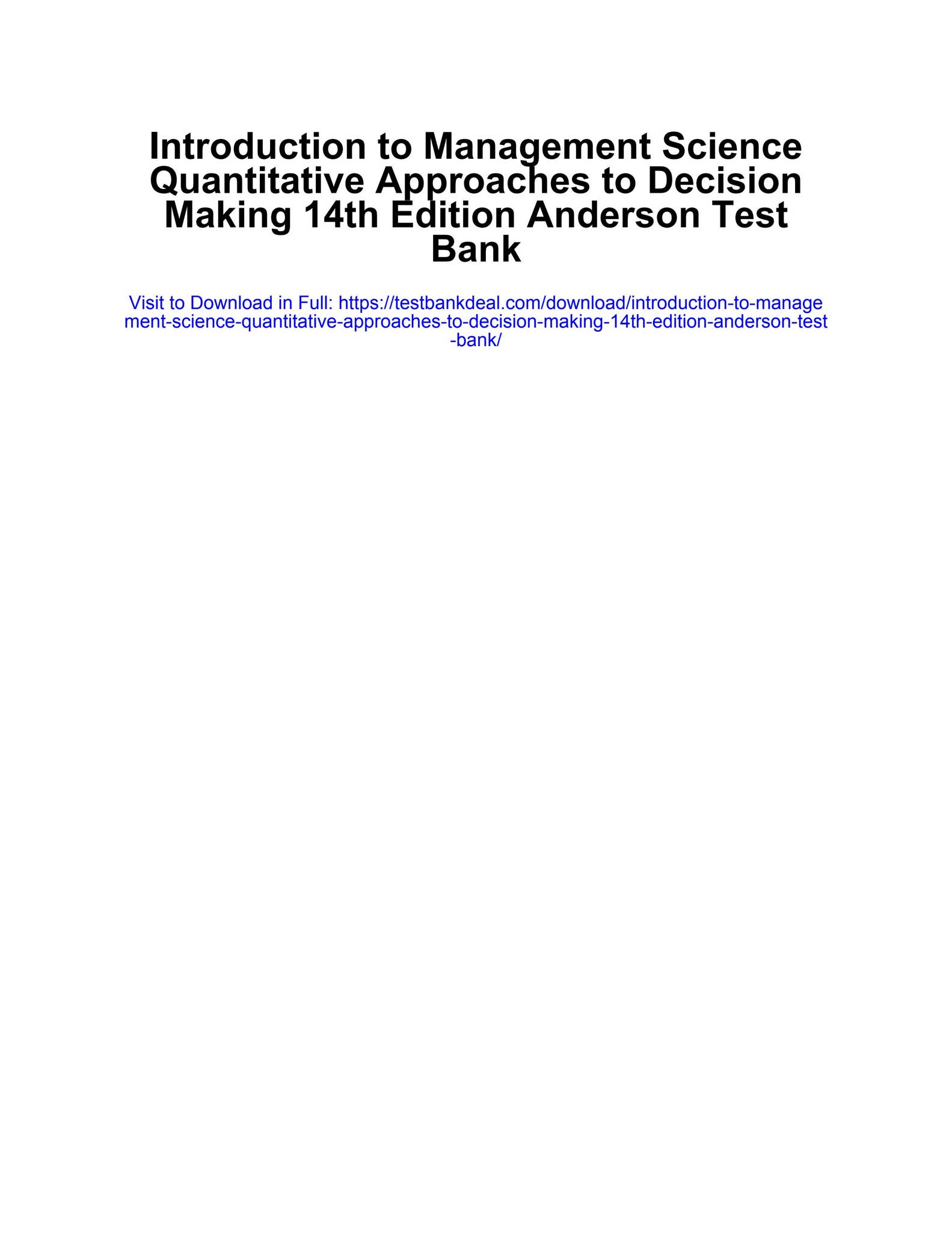 Introduction to management science quantitative approaches to decision ...