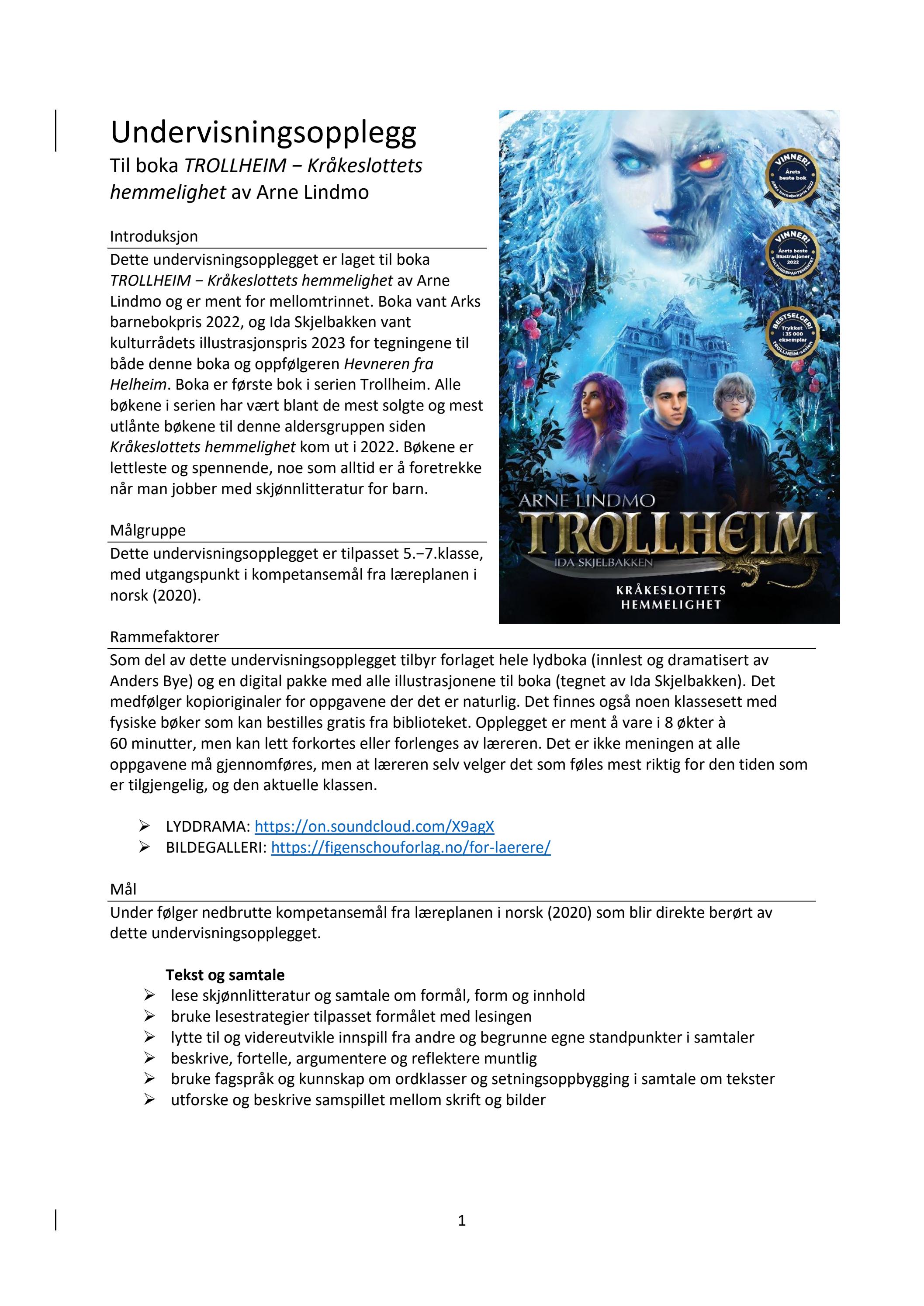 Undervisningsopplegg til TROLLHEIM by Figenschou forlag - Issuu