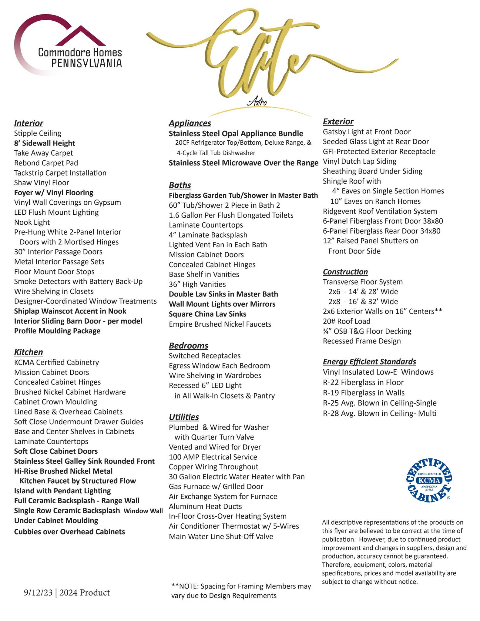 Astro Elite Standard Features by Commodore Homes, LLC - Issuu