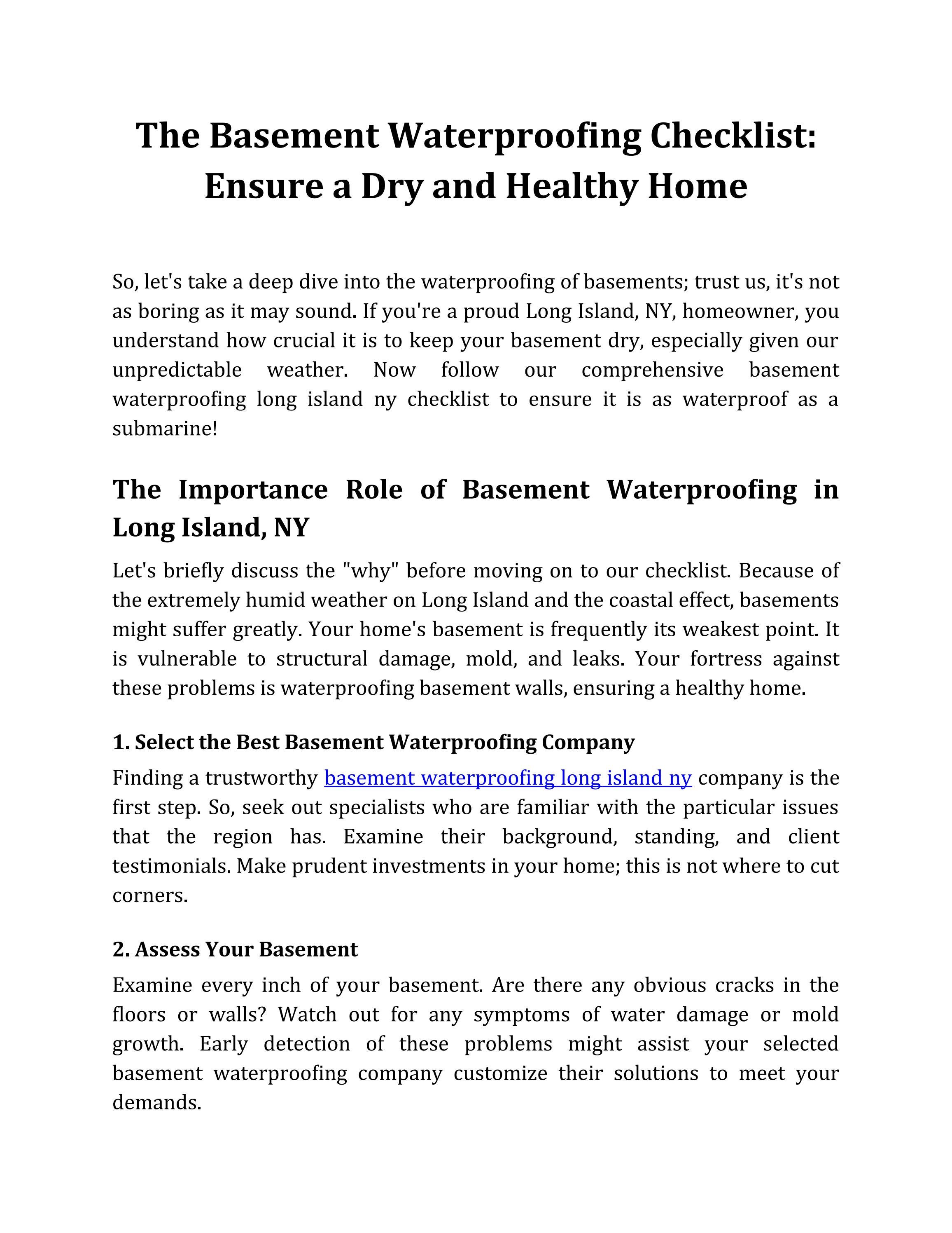 The Basement Waterproofing Checklist: Ensure a Dry and Healthy Home by ...
