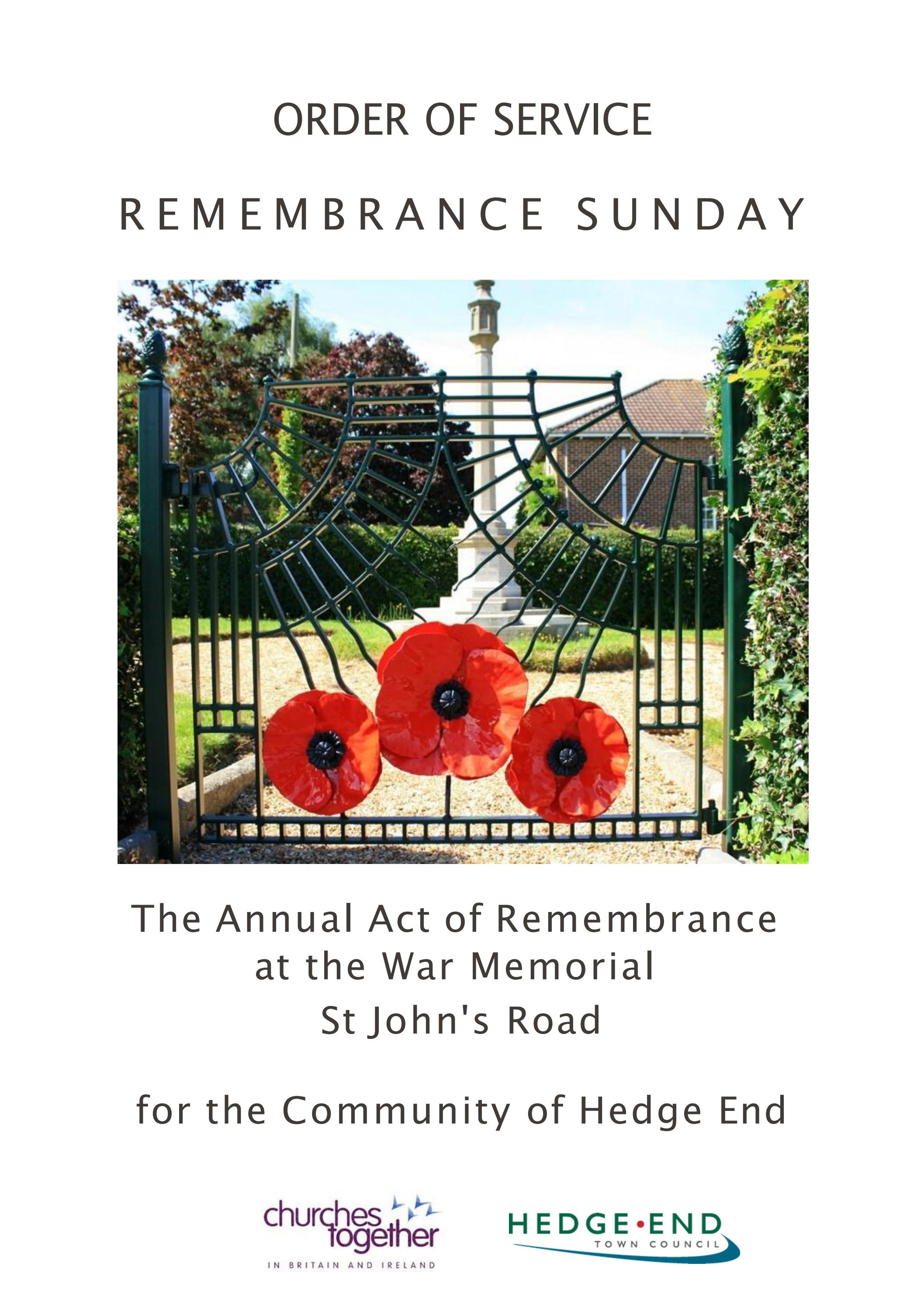 Remembrance Sunday Order of Service by hedgeend-tc - Issuu