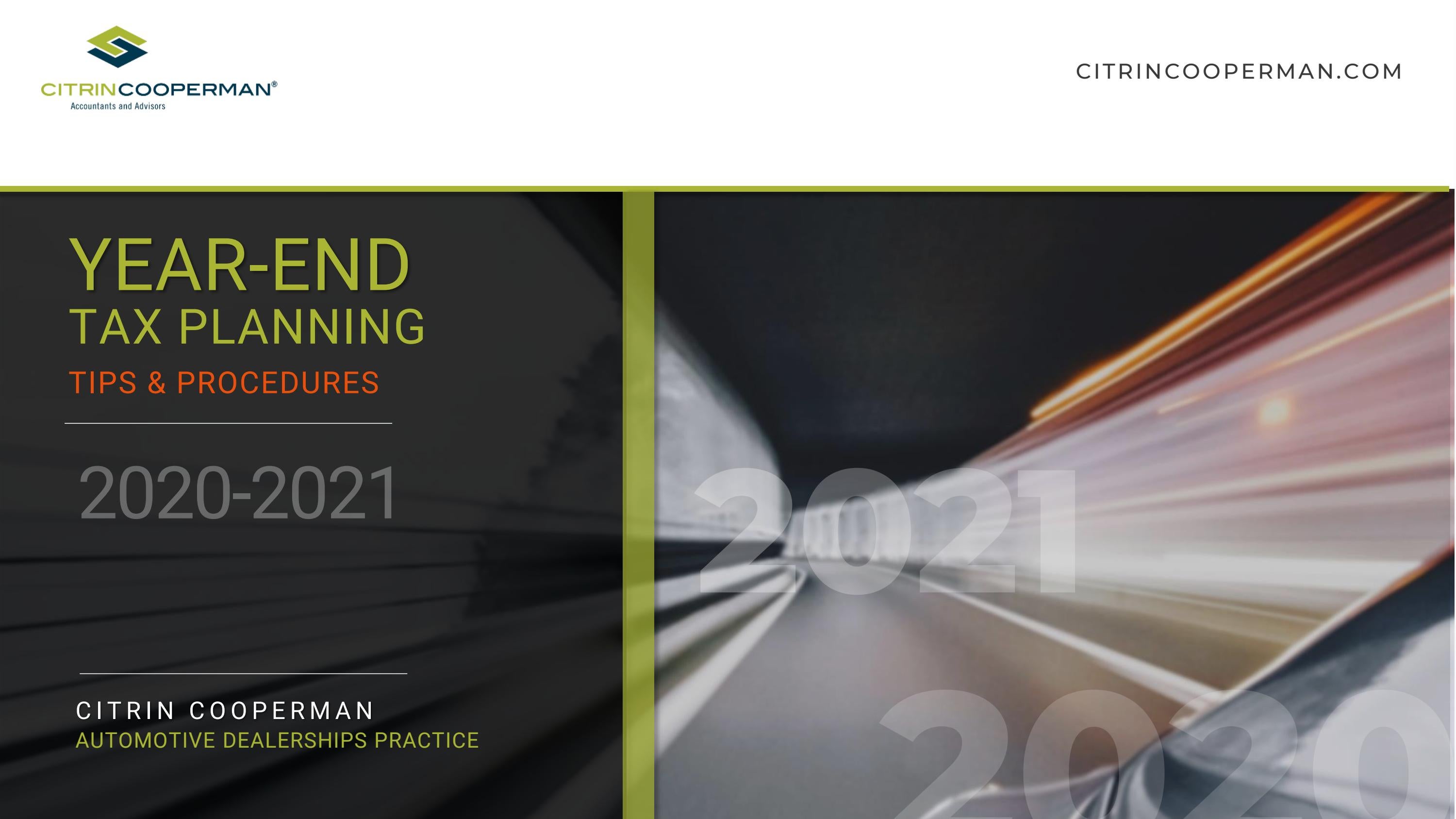 Automotive Dealership Year-End Planning Guide 2020-2021 by Citrin ...