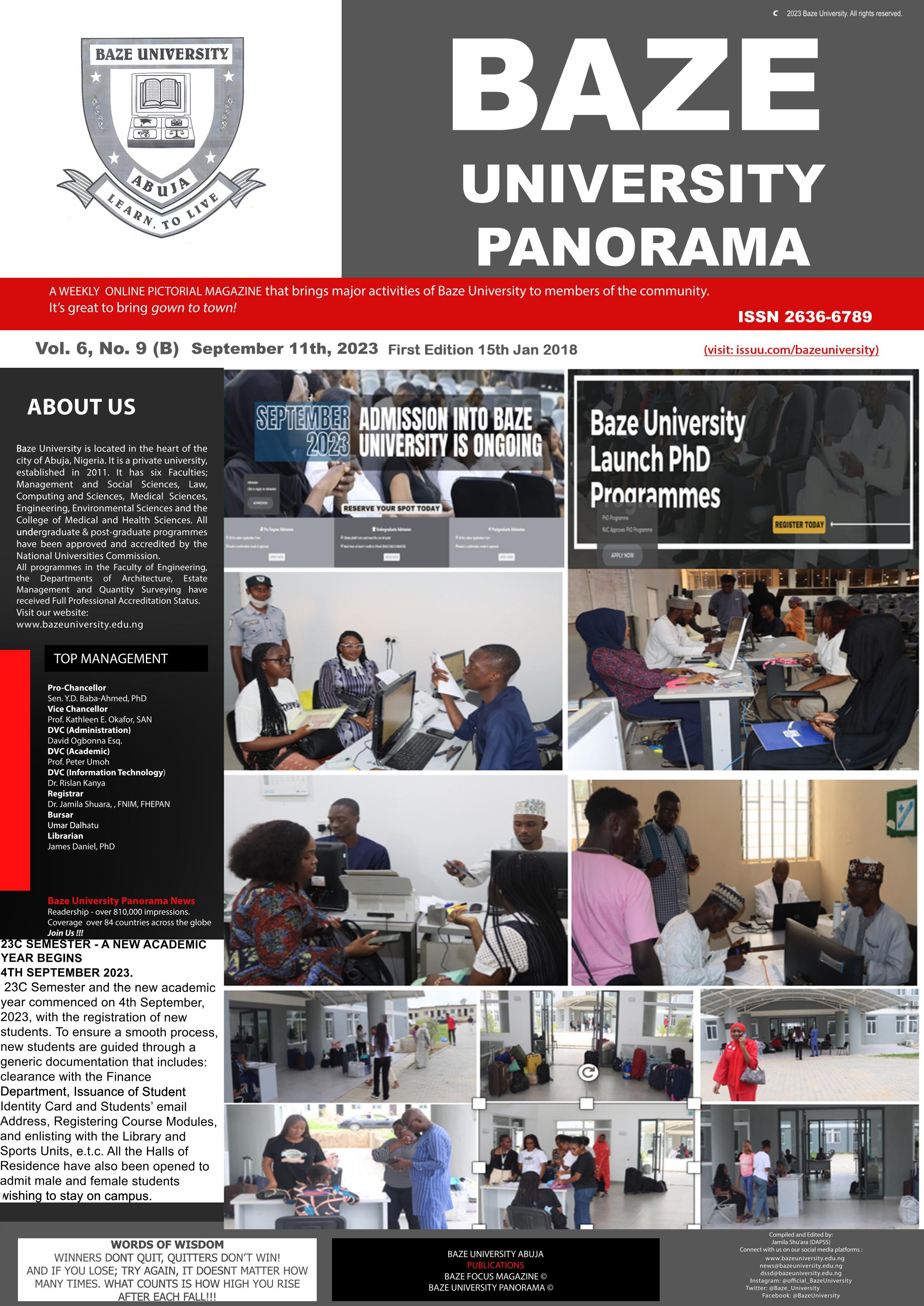 BAZE UNIVERSITY PANORAMA NEWS (11th September 2023) by Baze University ...
