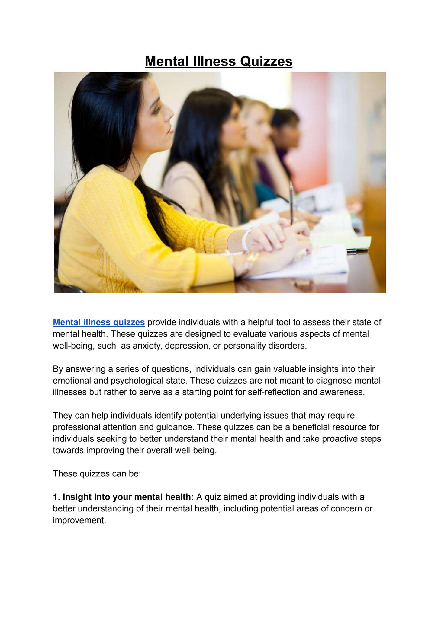 Mental Illness Quizzes by How Mentally Healthy Am I Quiz - Issuu